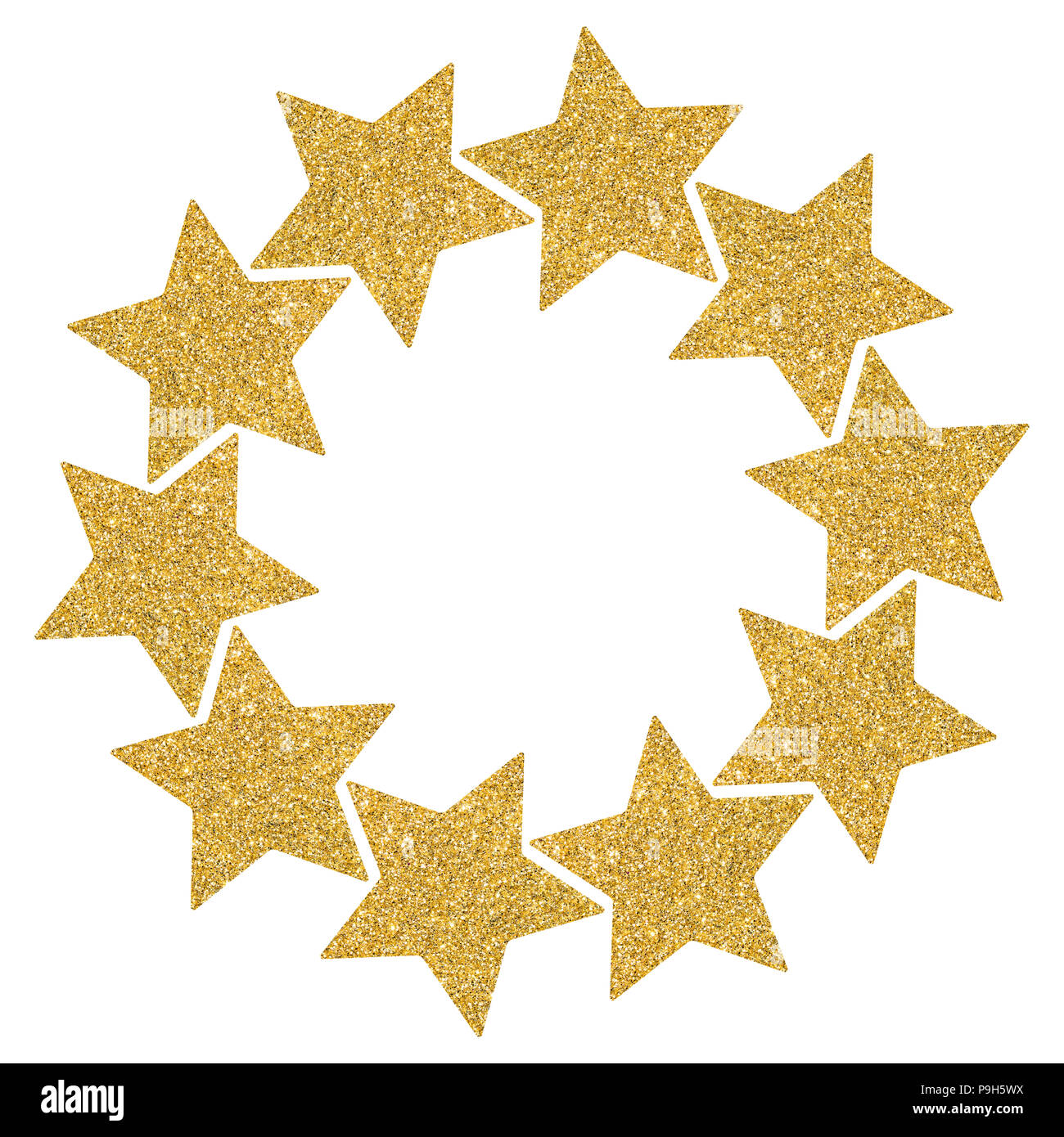 Round frame of golden shiny stars on a white background Stock Photo - Alamy