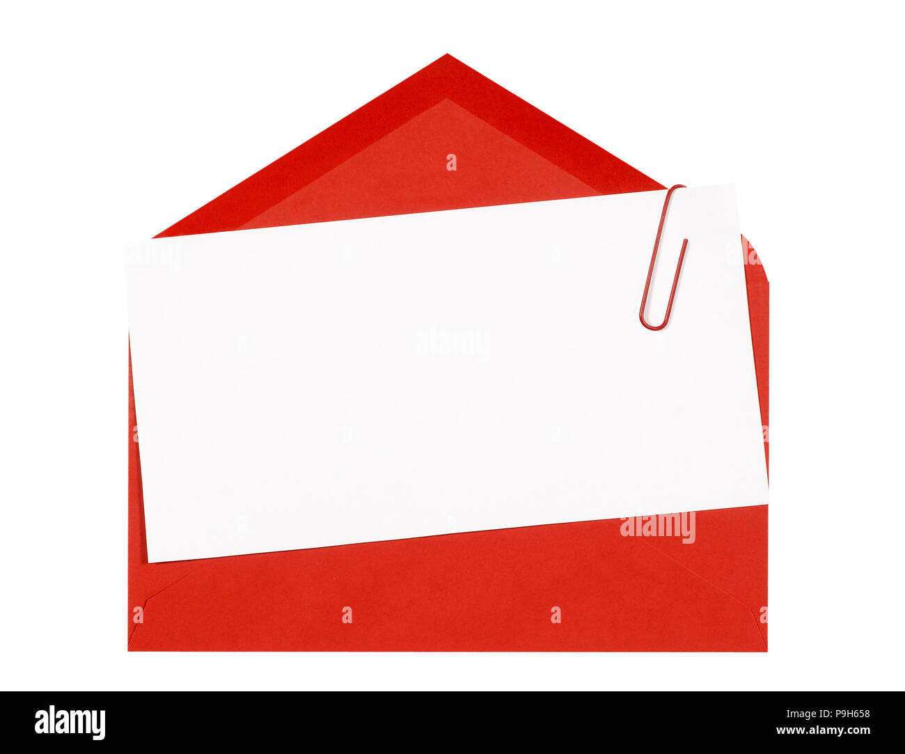 Red envelope with balnk letter Stock Photo - Alamy