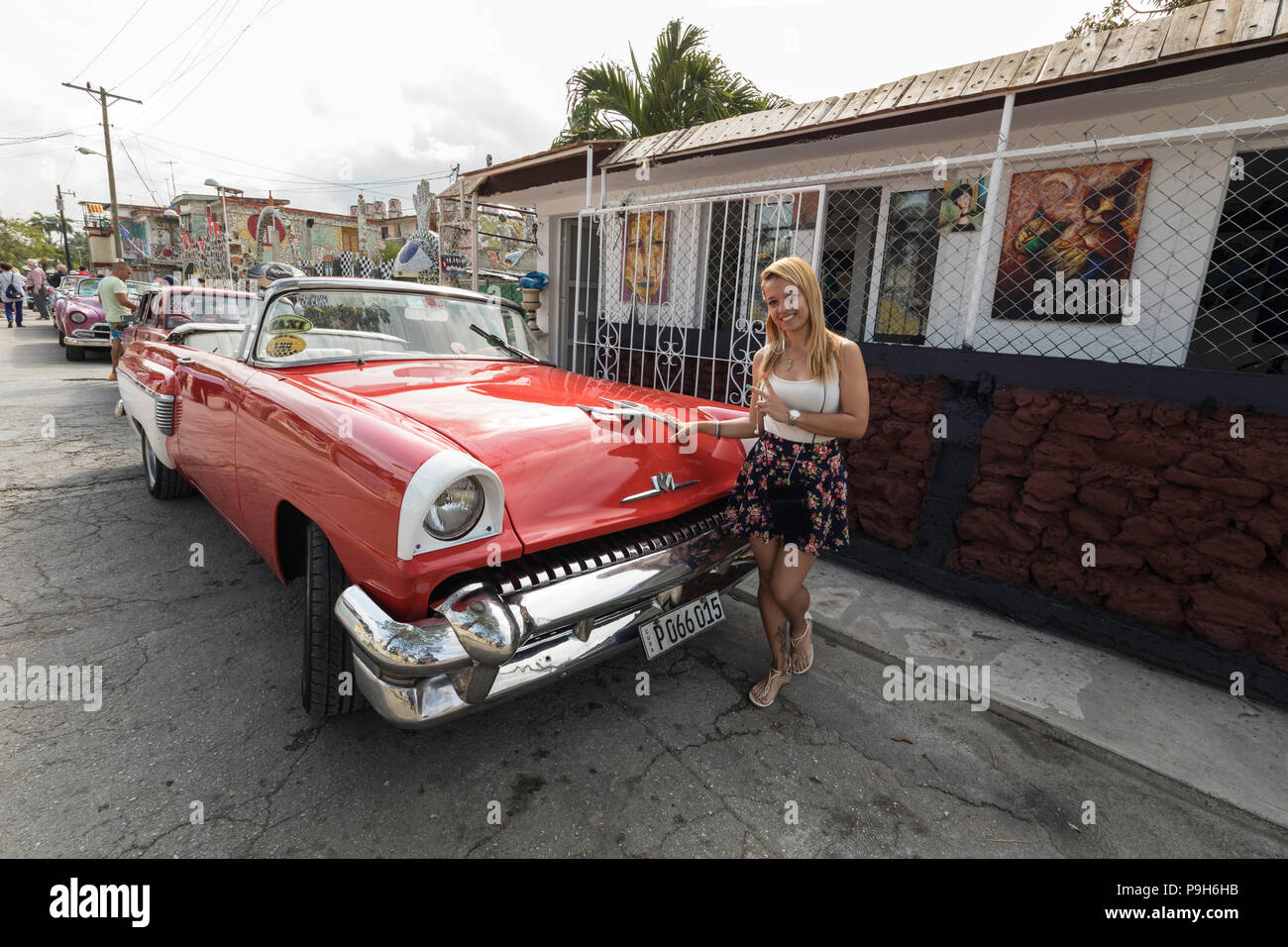 Classic American car being used as a taxi, locally known as almendrones ...
