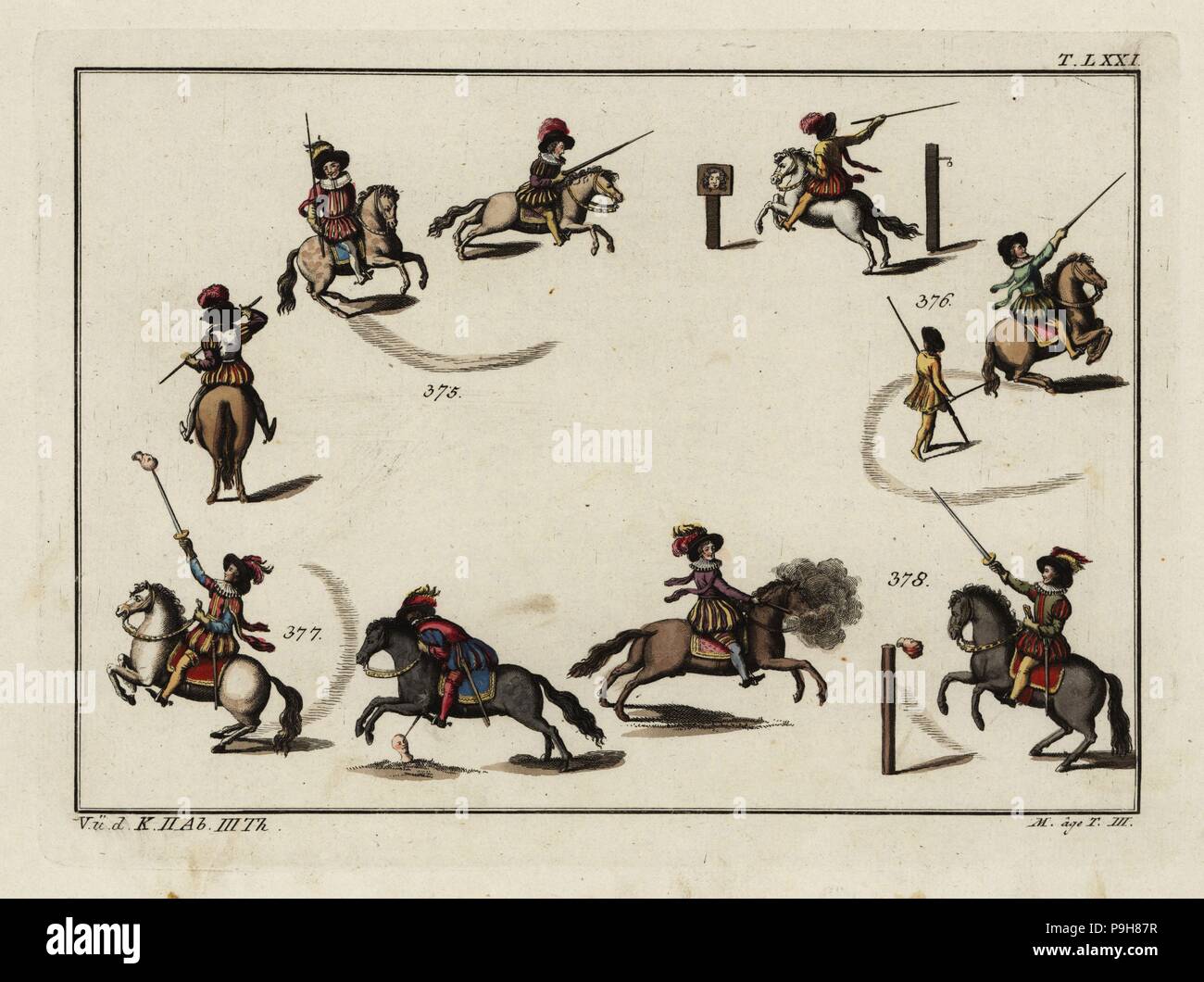 Rider performing carousel exercises with lance, sword and pistol ...