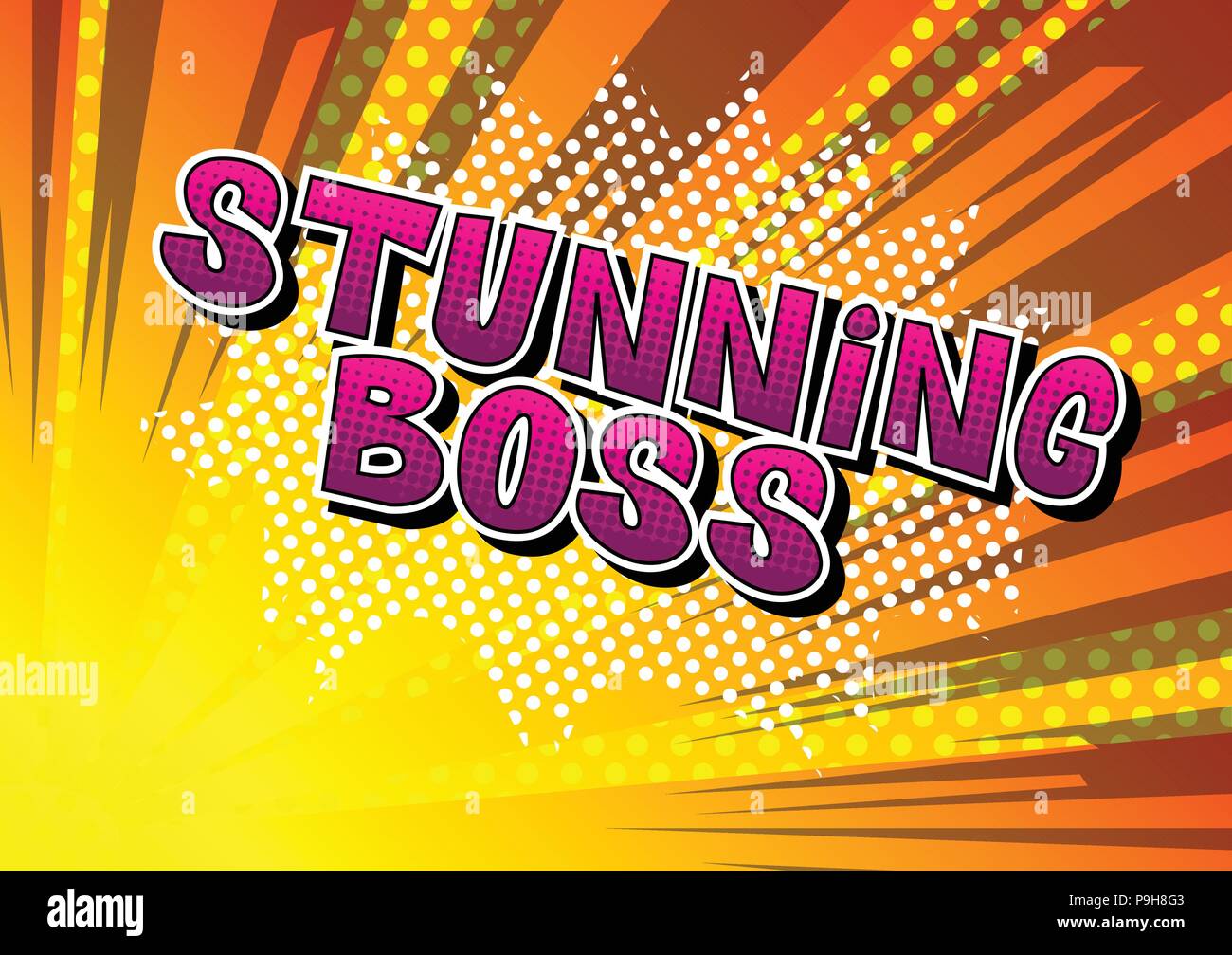 Stunning Boss - Comic book style word on abstract background Stock ...