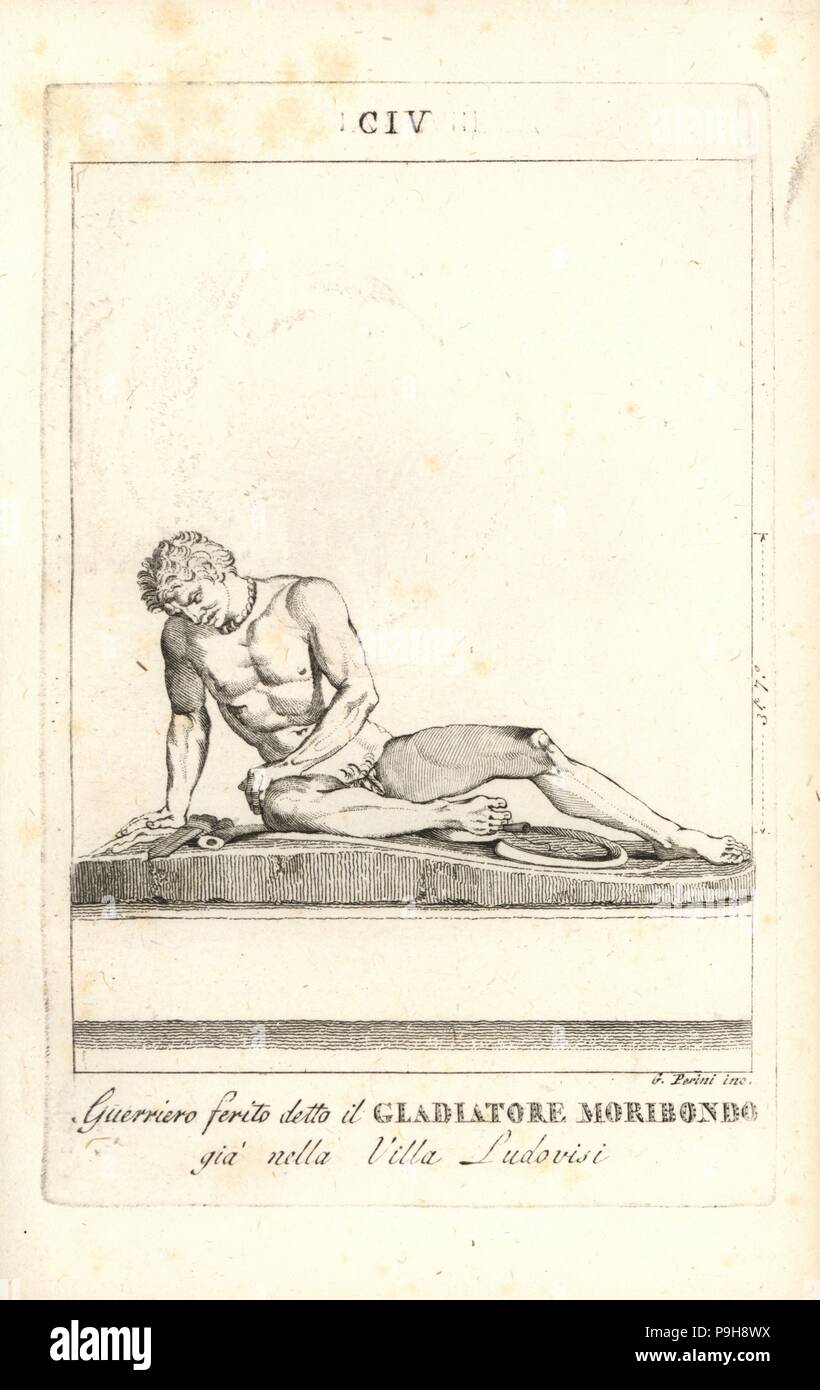 Statue of a wounded fighter called the Dying Gladiator or the Dying ...