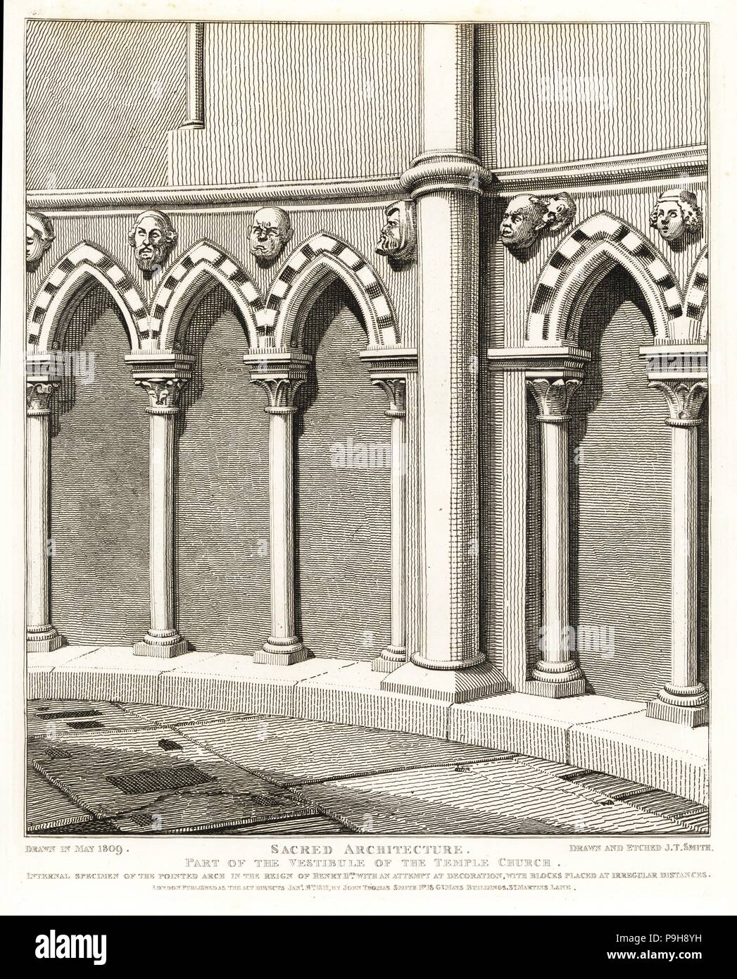 Part of the Vestibule of the Temple Church, built 1185. Decorated ...
