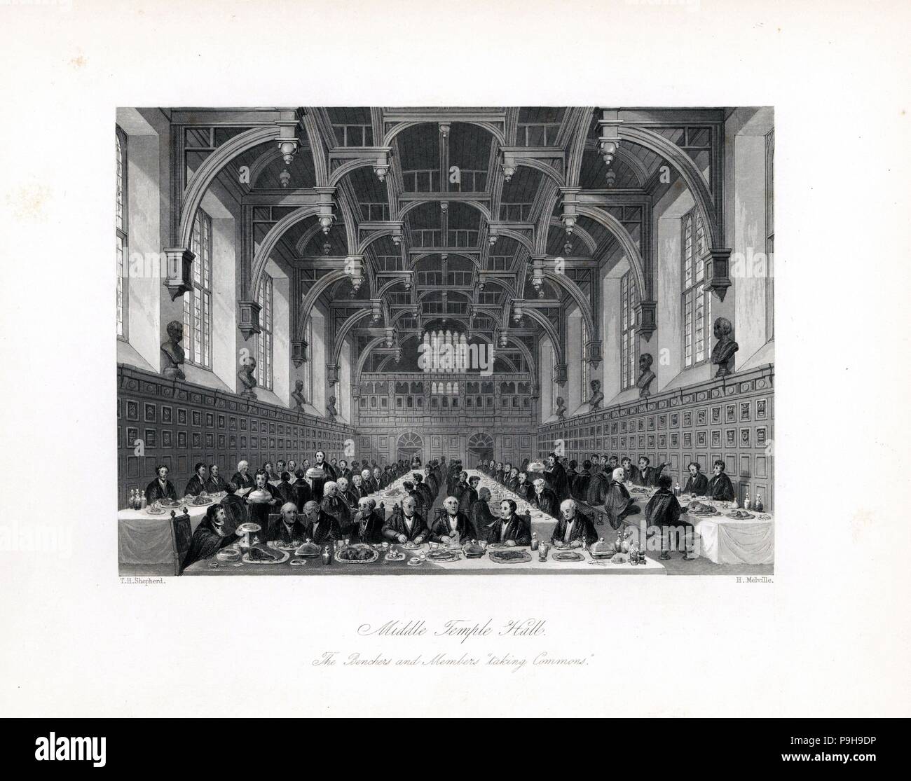 The Benchers and students of a society of lawyers dining at Middle ...