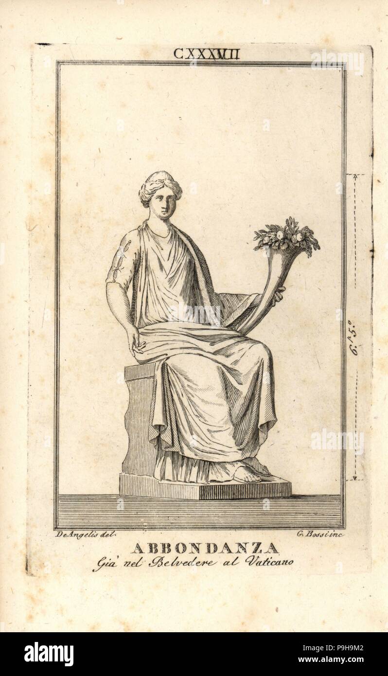 Statue of Roman goddess Abundantia (Abbondanza) with horn of plenty ...