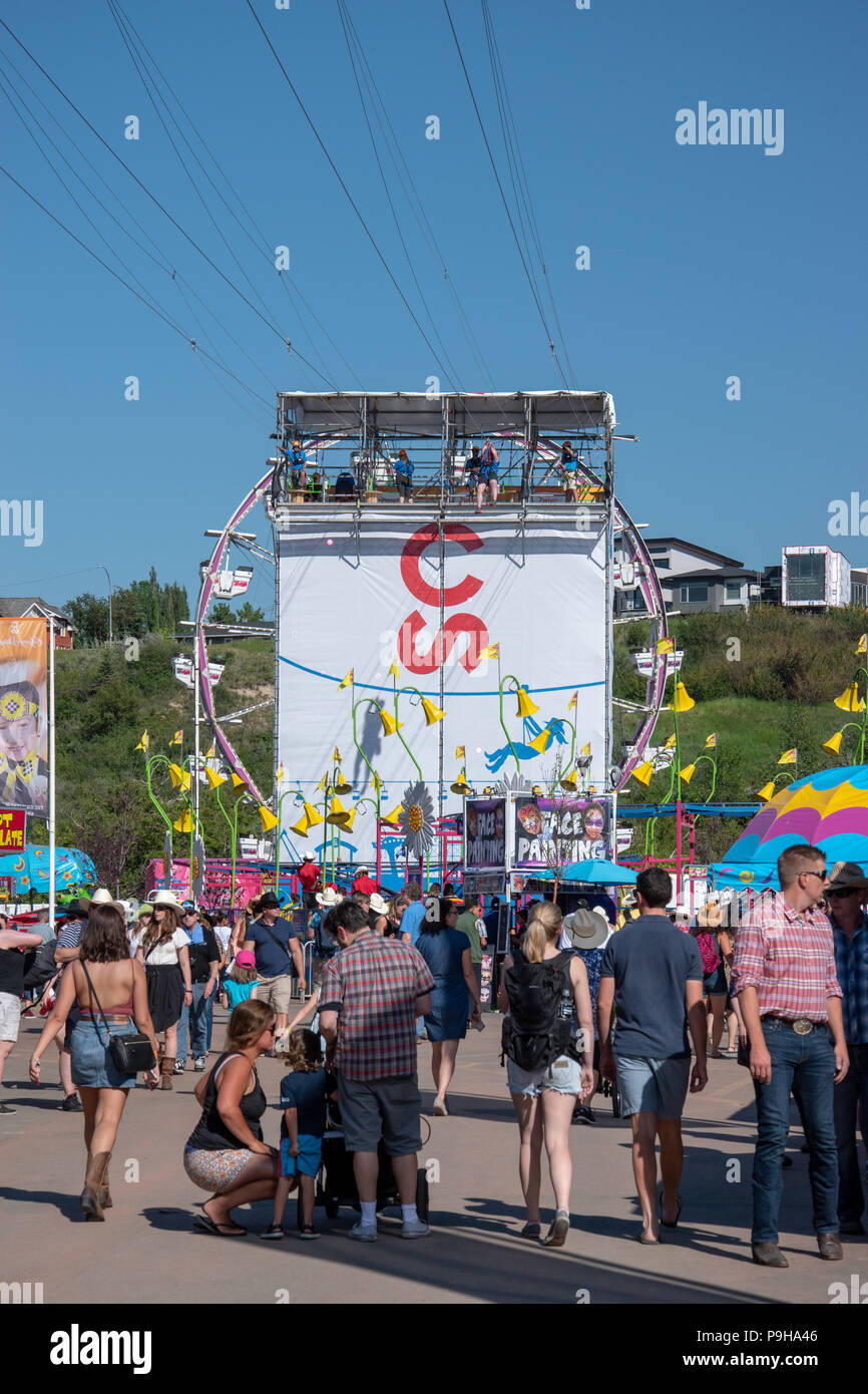 Ziplining above the Calgary Stampede Midway, Stampede Grounds, Calgary ...