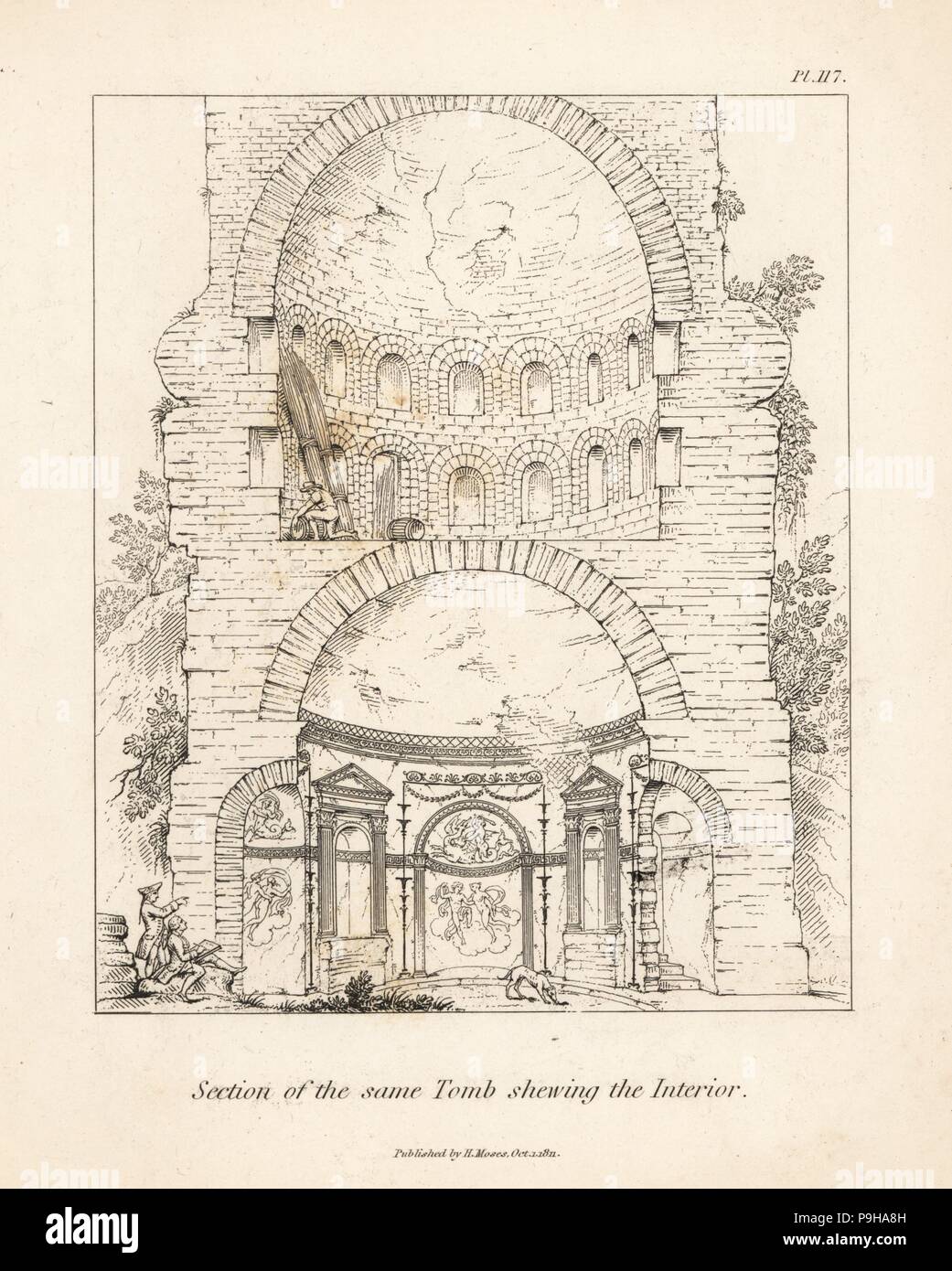 Section of an ancient tomb near San Vito showing the interior ...