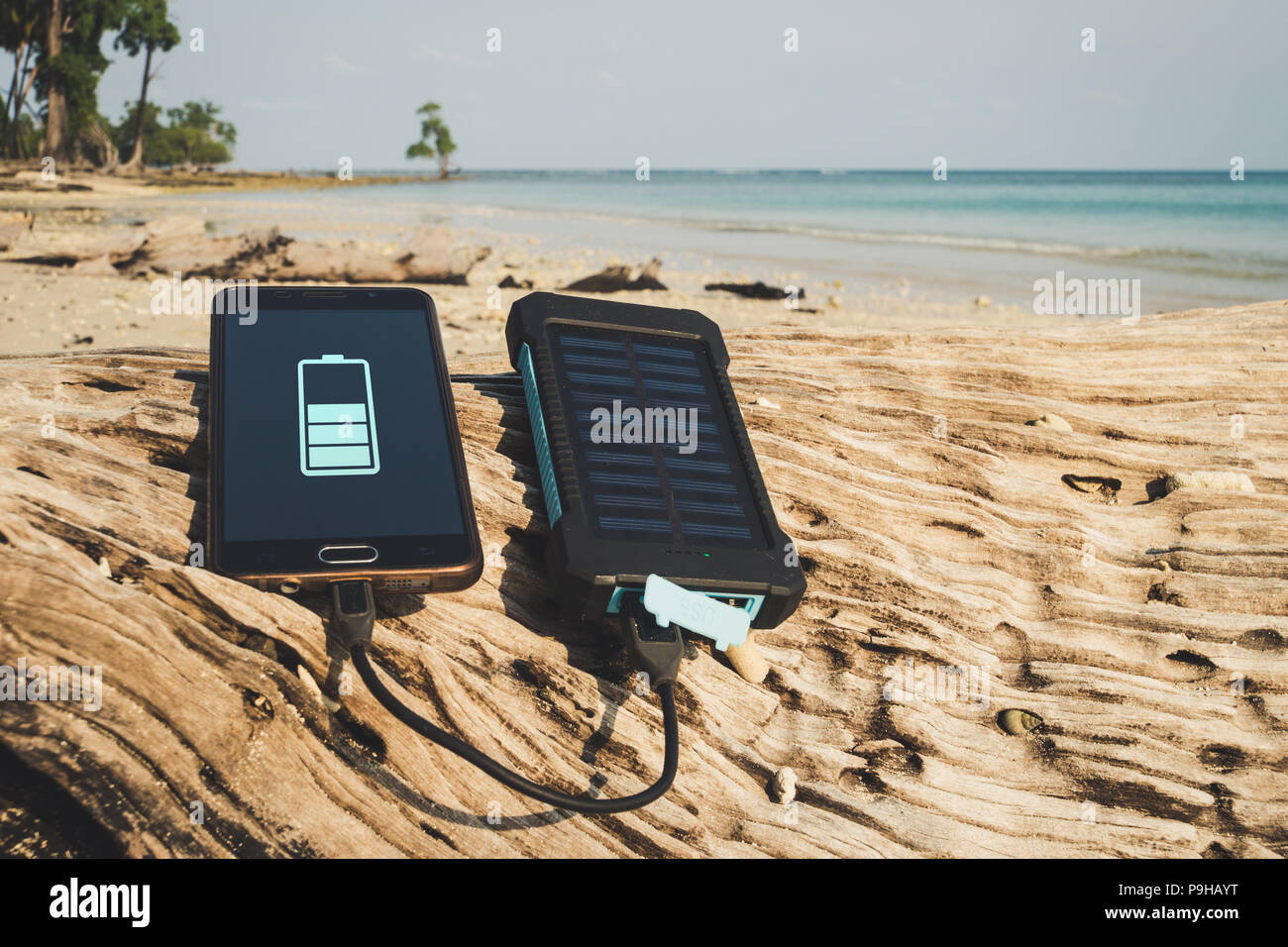 Alternative energy source. battery is charged by solar energy. Charging ...