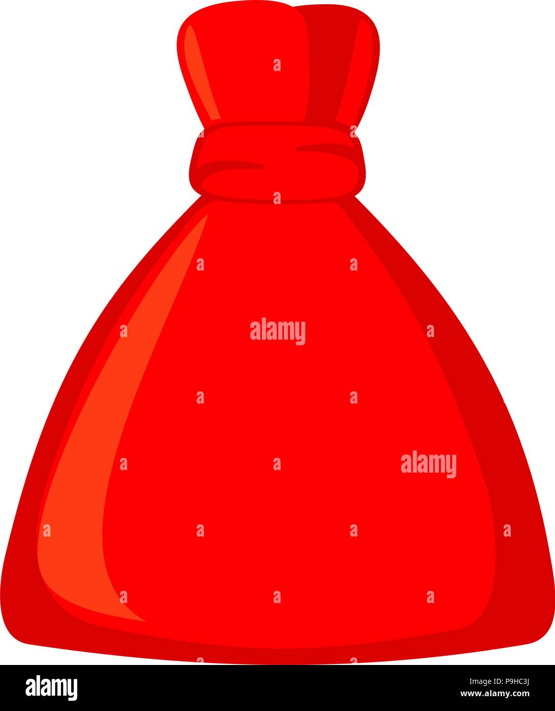 Colorful cartoon red santa sack. Xmas gift bag side view. Holiday ...