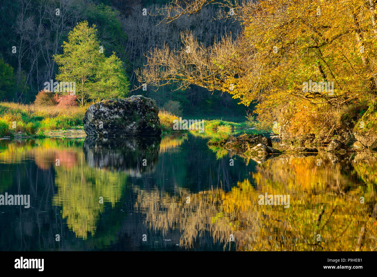 Danube. Upper Danube Valley , Baden-Württemberg, Germany.Clear ...