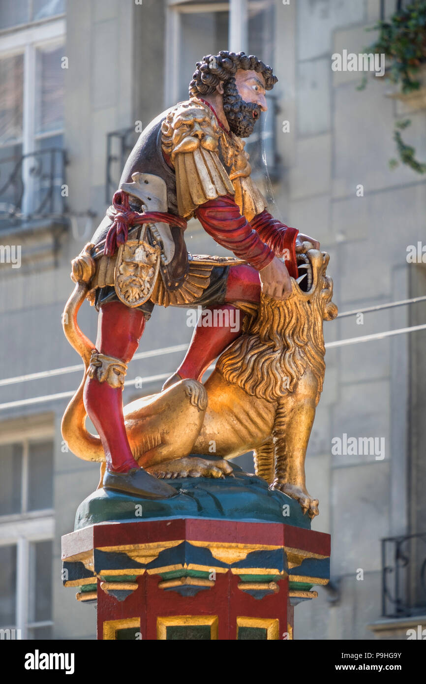 Simsonbrunnen Samson fountain statue Old Town Bern Switzerland Stock ...