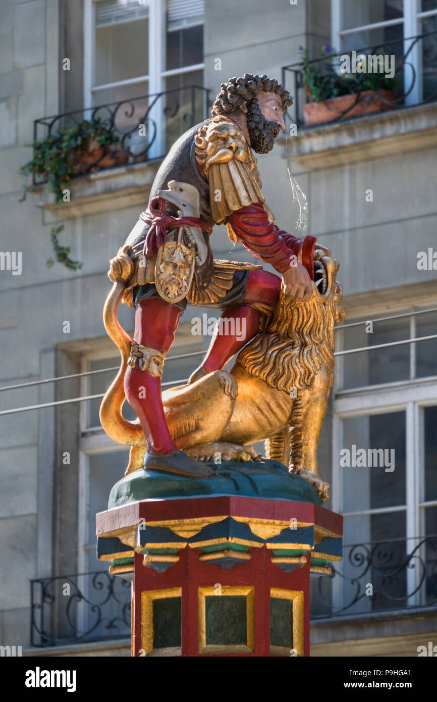 Simsonbrunnen Samson fountain statue Old Town Bern Switzerland Stock ...