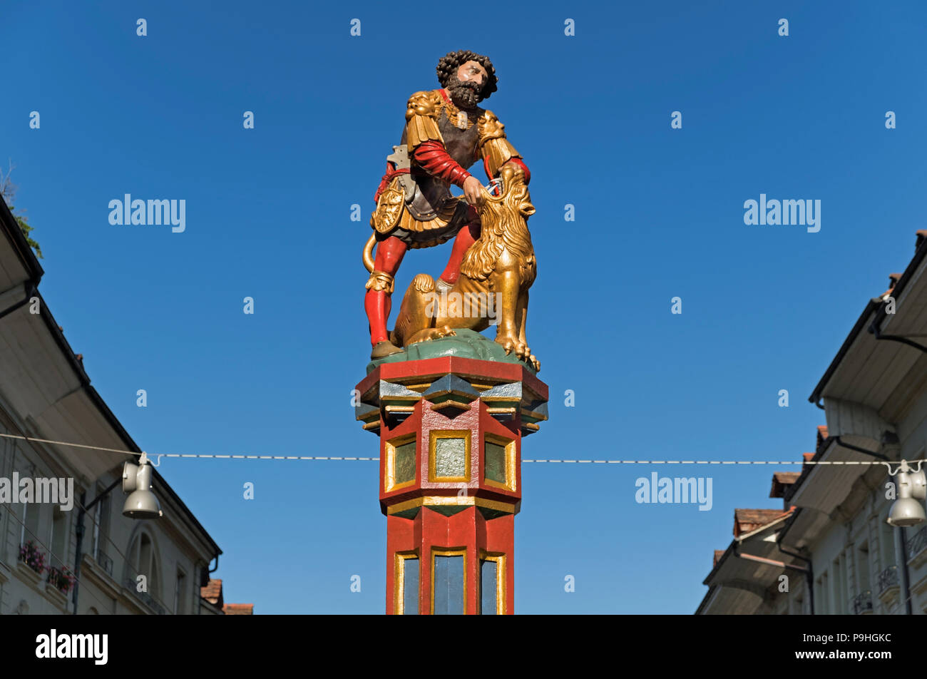 Simsonbrunnen Samson fountain statue Old Town Bern Switzerland Stock ...