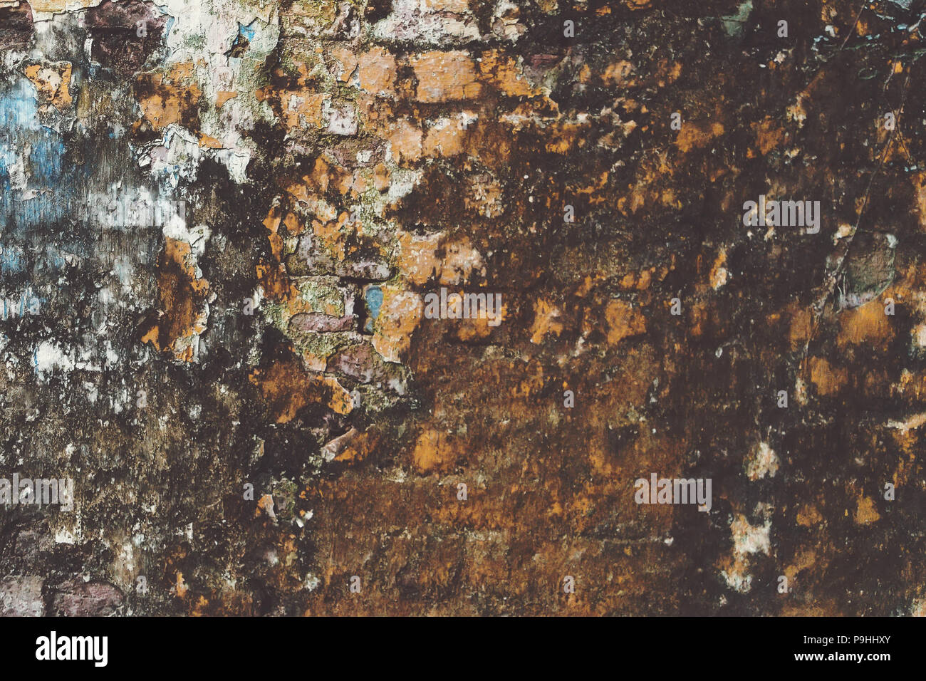 Red Faded Brick Wall Texture With Traces O f Mold. Eroded Building ...