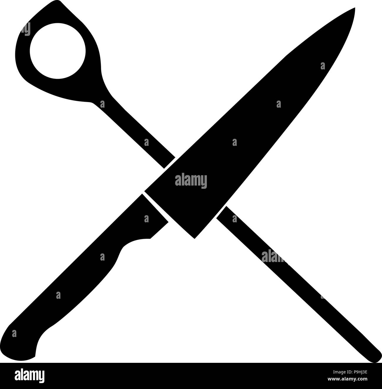 crossed kitchen knife and cooking spoon icon Stock Vector Image & Art ...