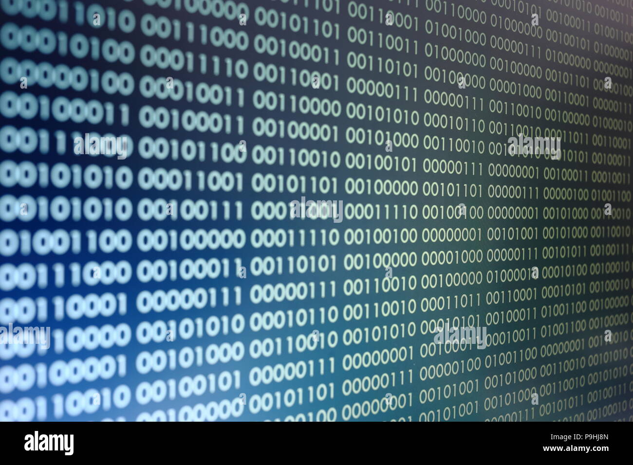 blocks of binary data. Blockchain concept. blue background with ...