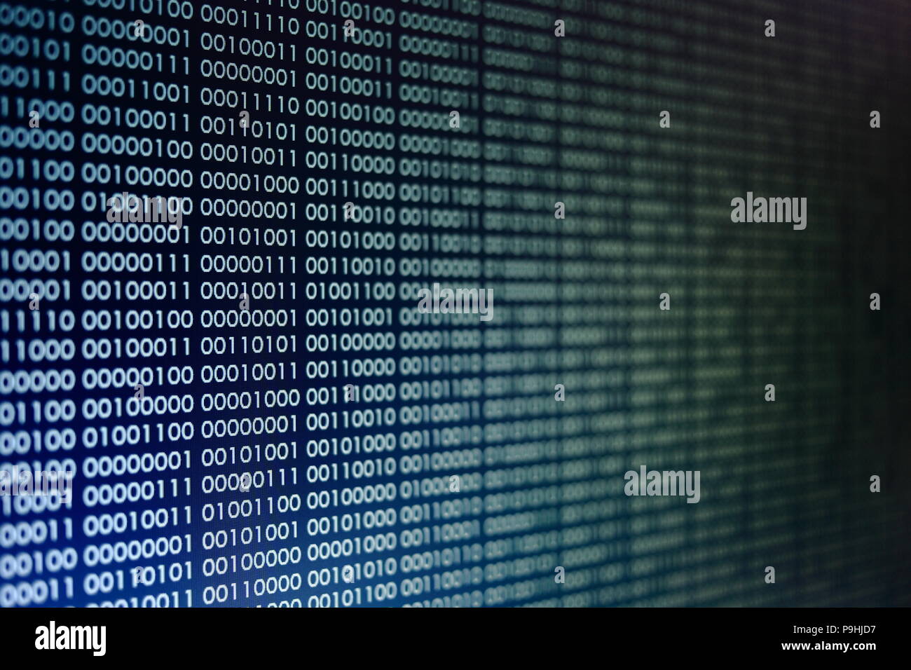 Blocks Of Binary Data Blockchain Concept Blue Background With Computer Digital Binary Code Bit