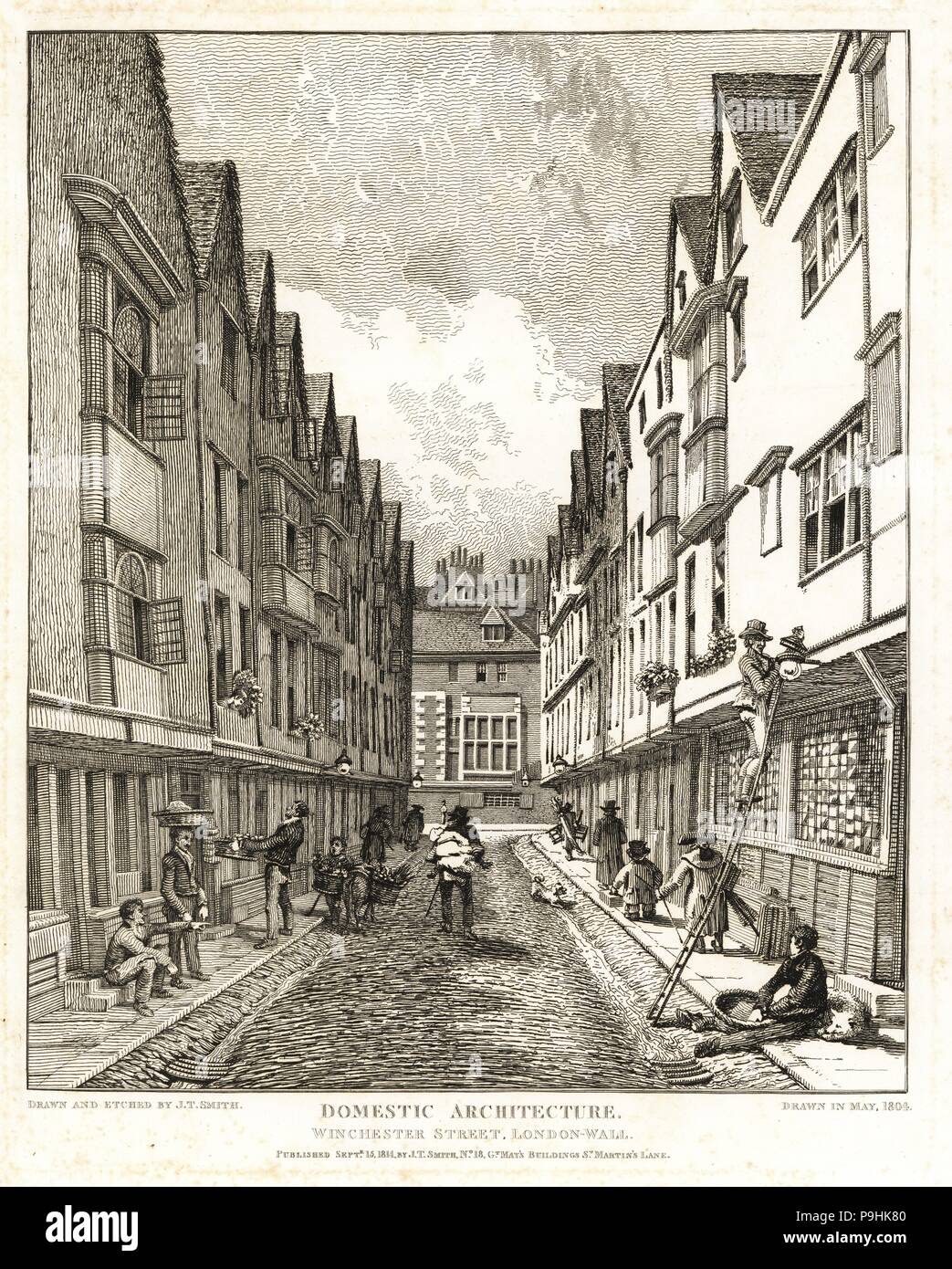 Gabled houses from the Interregnum (1650s) on Winchester Street, London ...