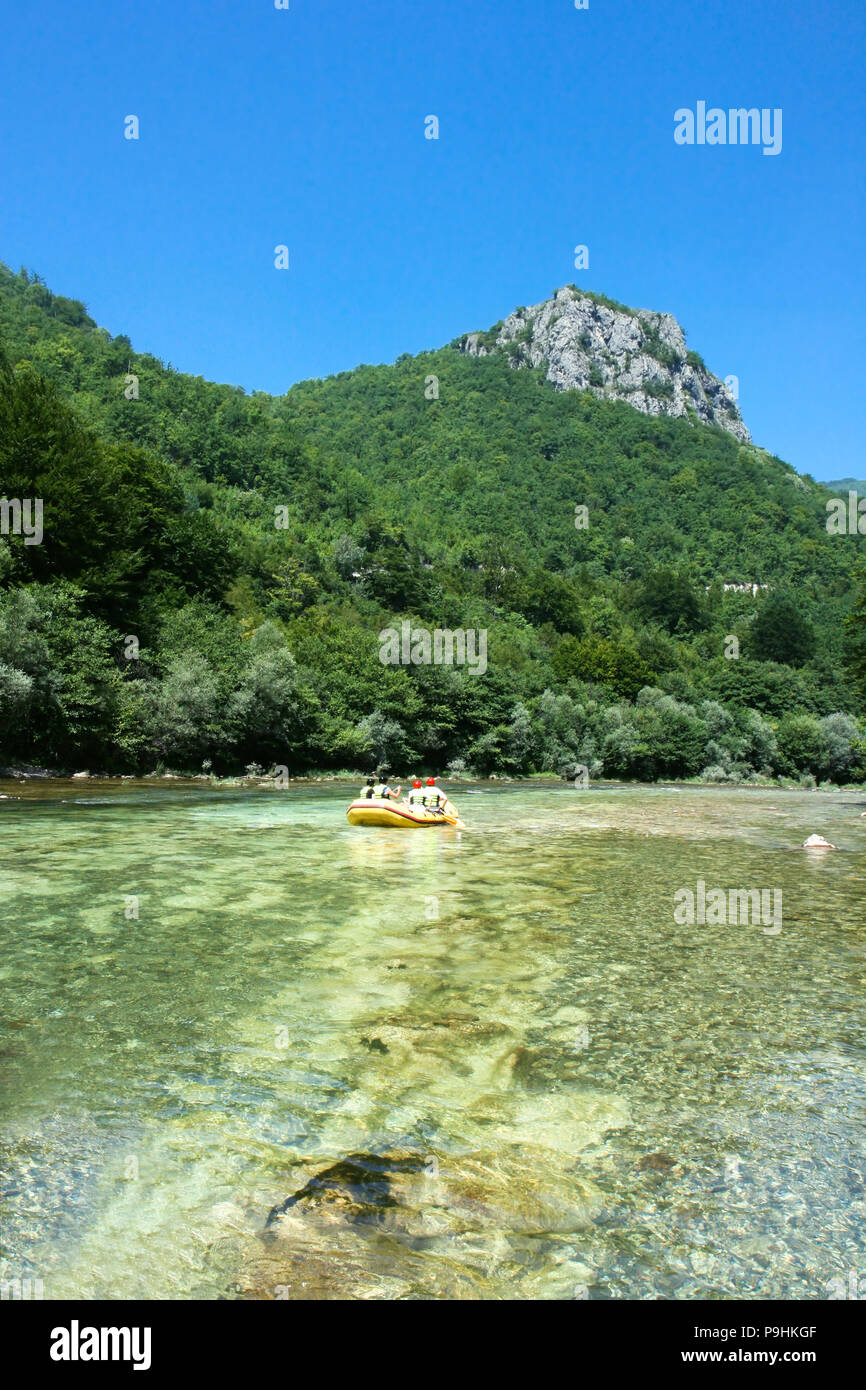 Soft Green water rafting on the rapids of River Neretva , Bosnia and ...