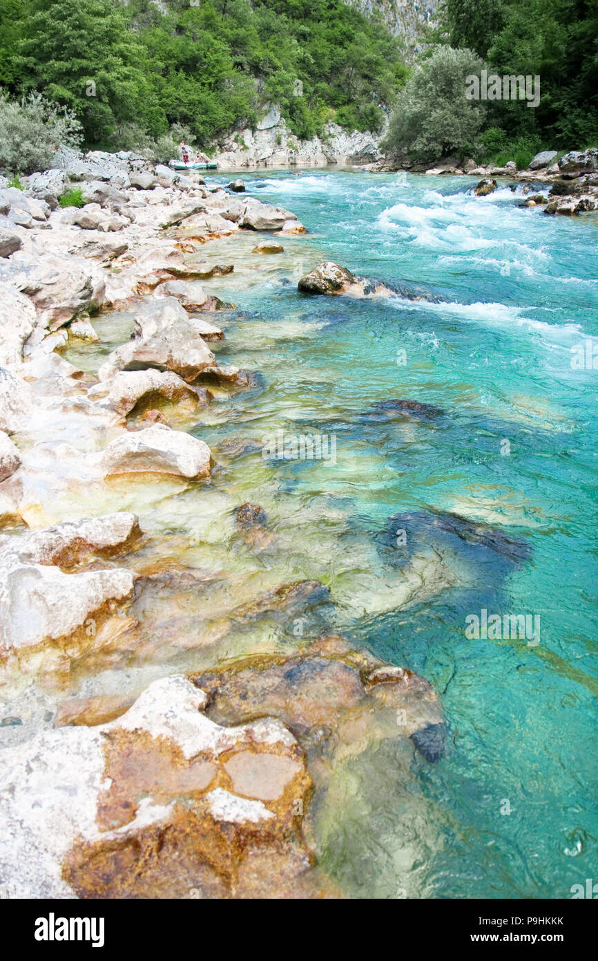 Beautiful colour of stream Neretva river in Bosnian mountains, Bosnia ...