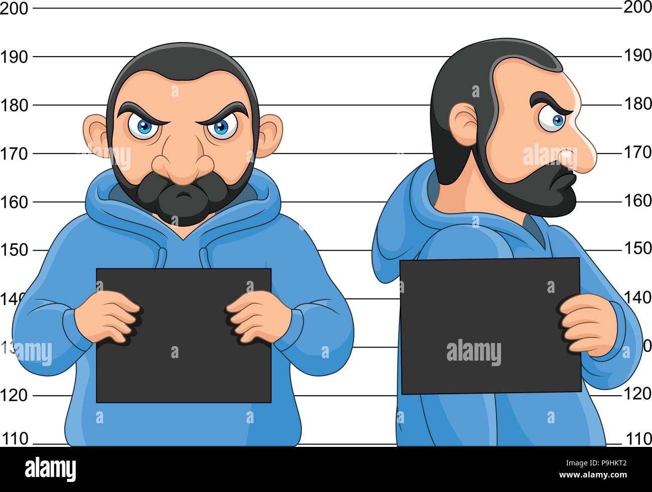 Arrested man posing for mugshot holding a signboard Stock Vector Image ...