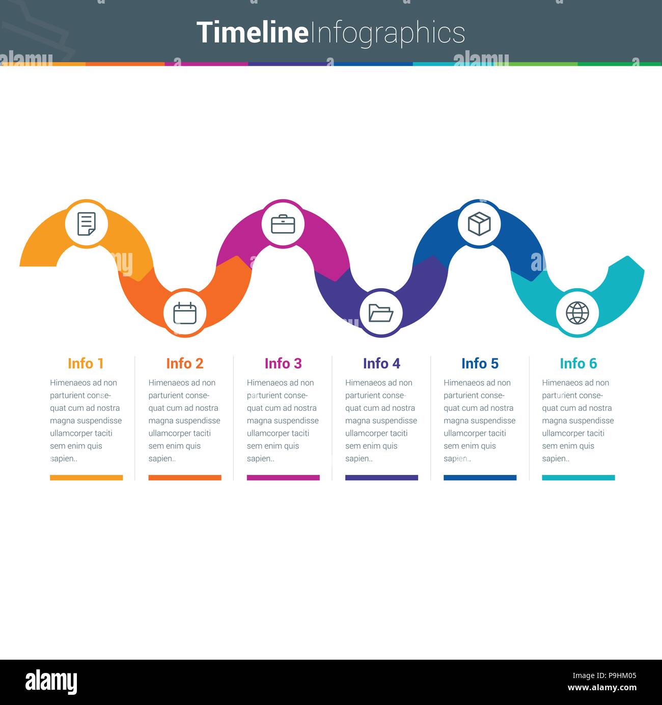 Clean and Colourful TimeLine Curved Infographics in vector format Stock ...