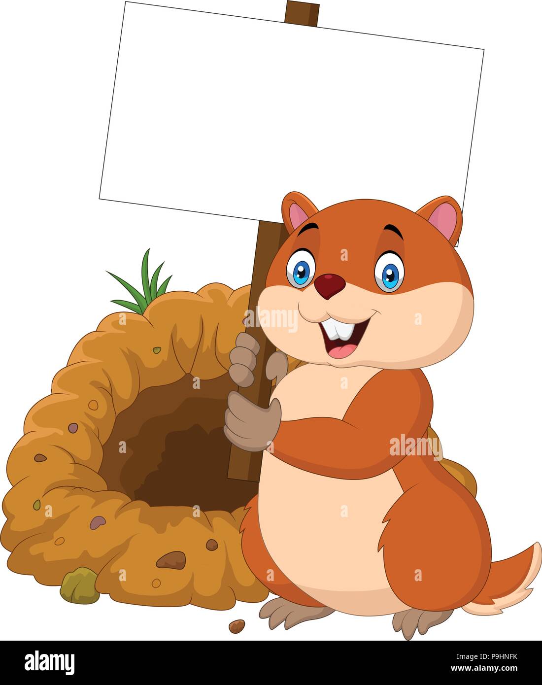 Cartoon groundhog holding blank sign Stock Vector Image & Art - Alamy
