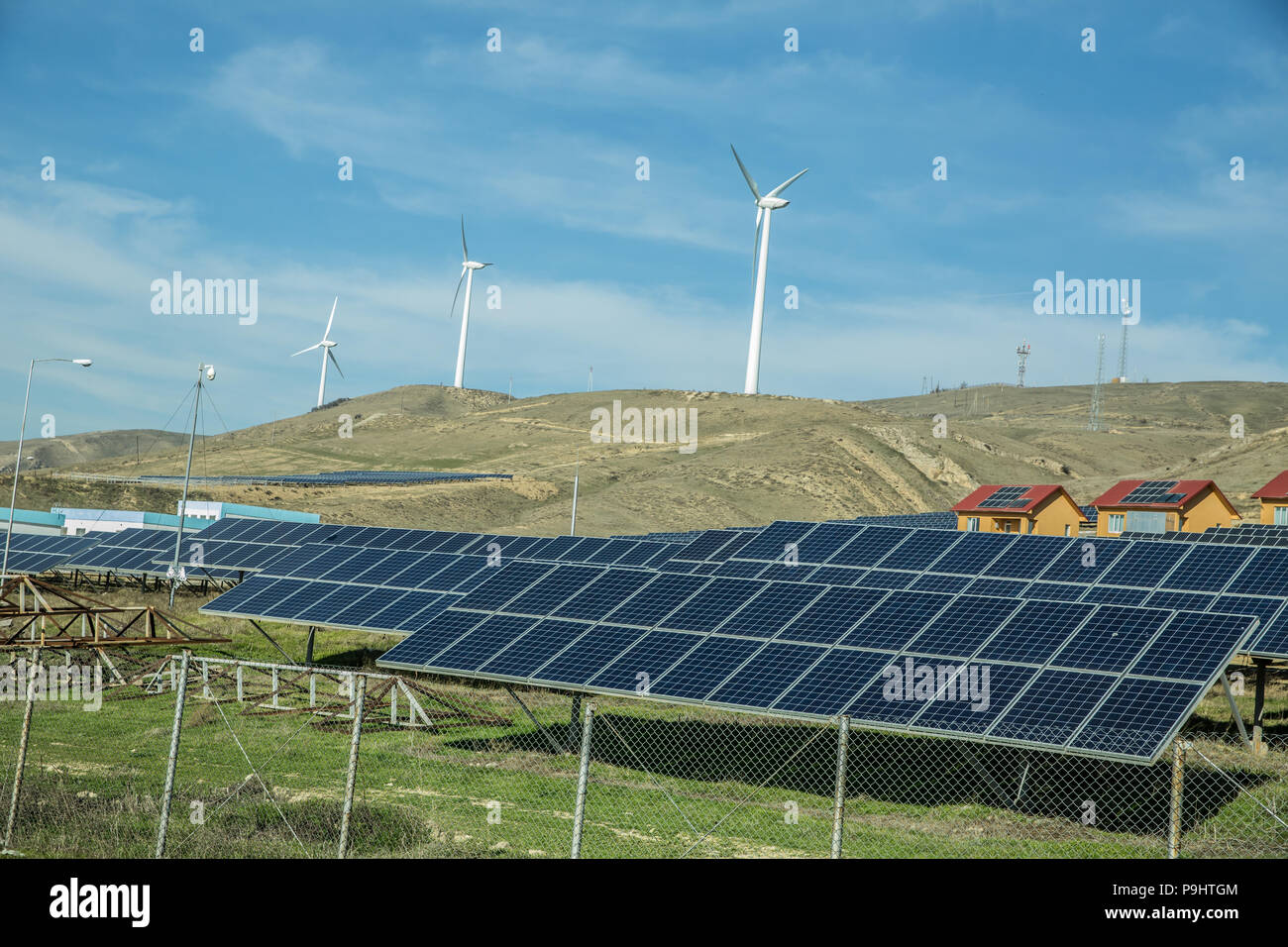 Solar-powered electricity system . Solar panel, photovoltaic ...