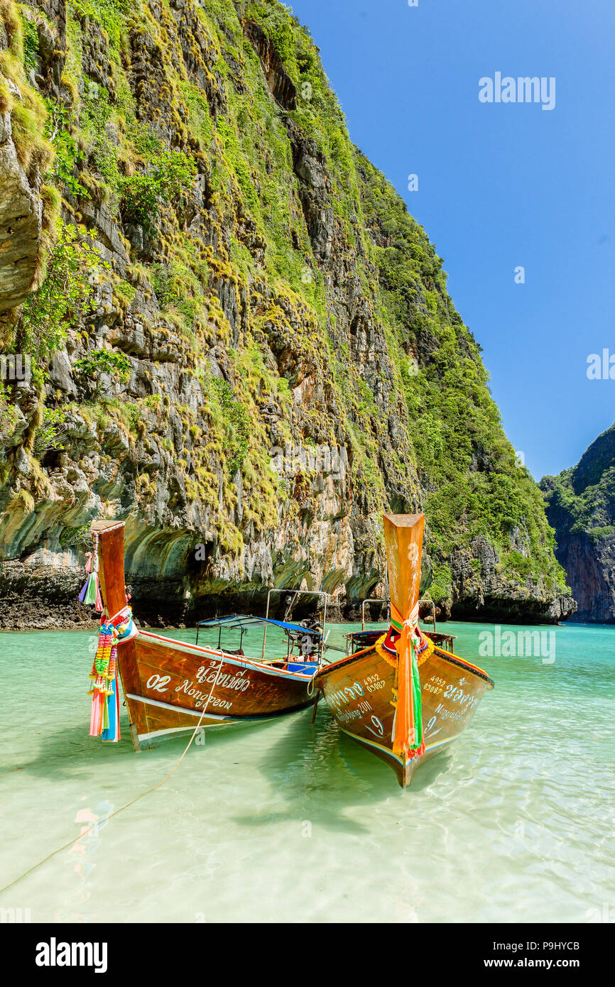 Maya Bay,Thailand is a stunningly beautiful bay that's sheltered by 100 ...