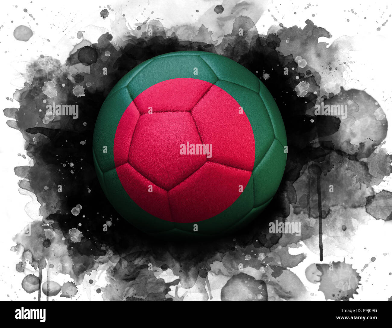 Soccer ball with flag of Bangladesh, close up, watercolor effect on ...