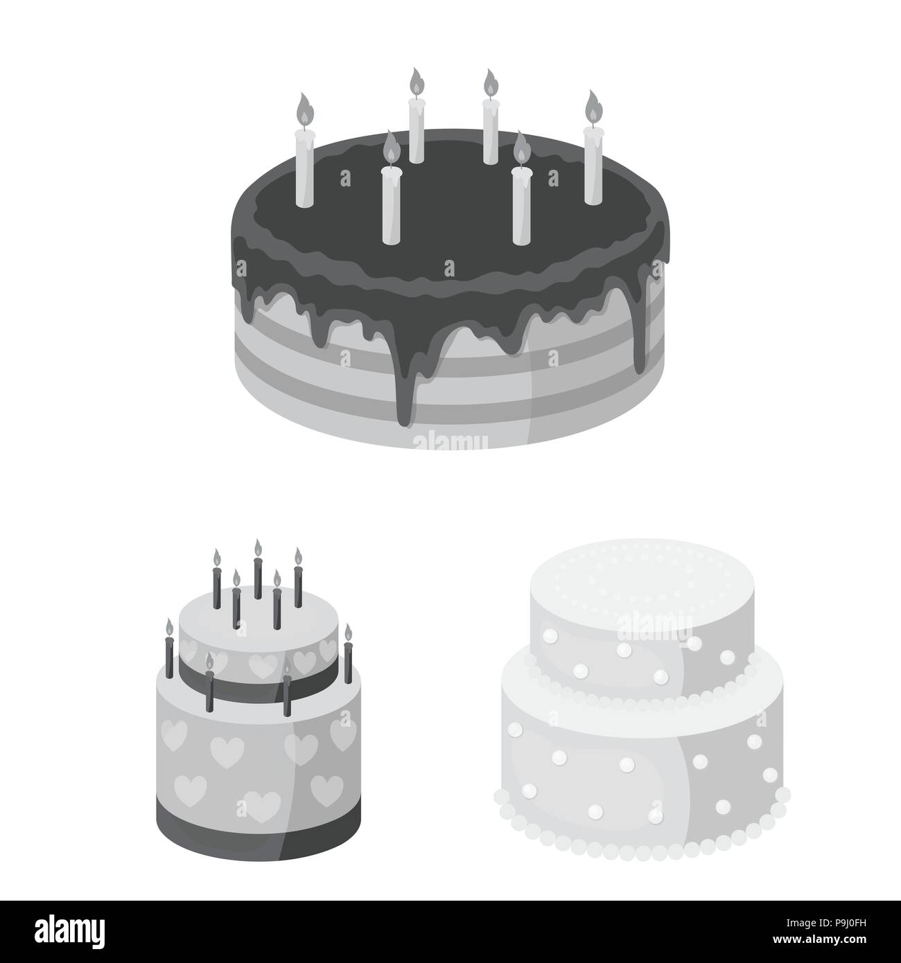 Cake and dessert monochrome icons in set collection for design. Holiday ...