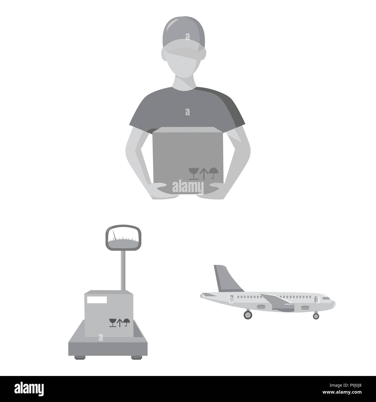 Logistics service monochrome icons in set collection for design ...