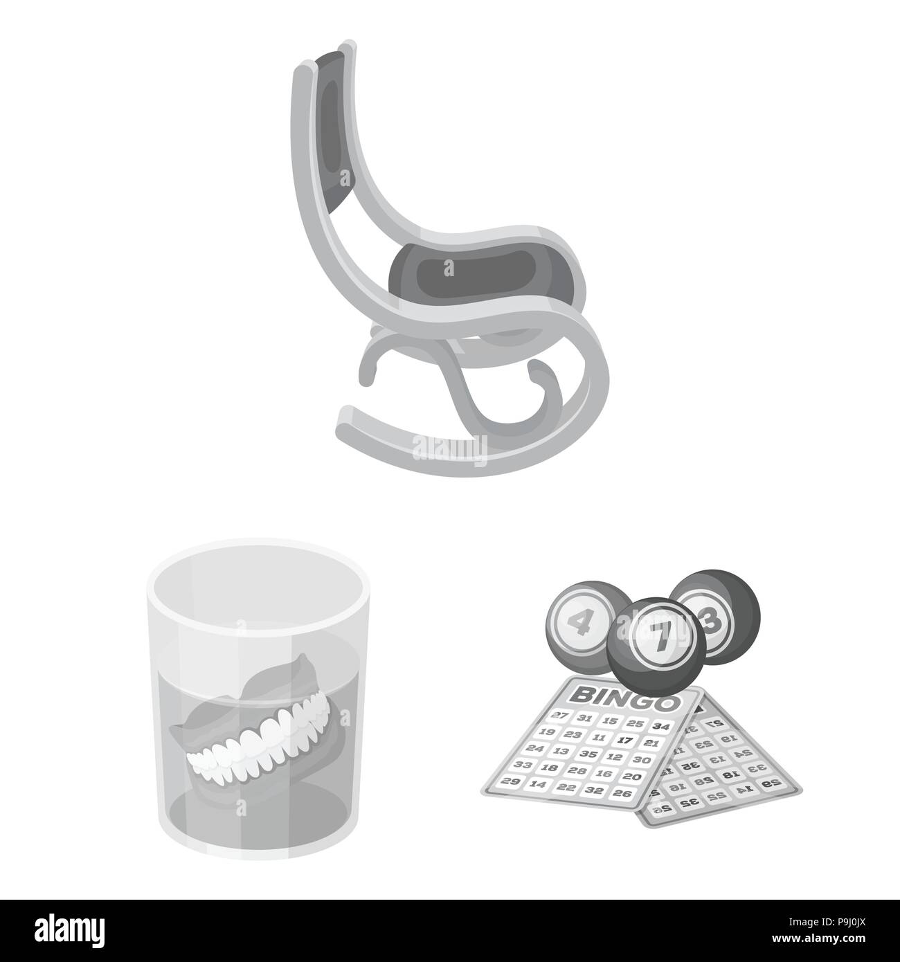 Human old age monochrome icons in set collection for design. Pensioner ...