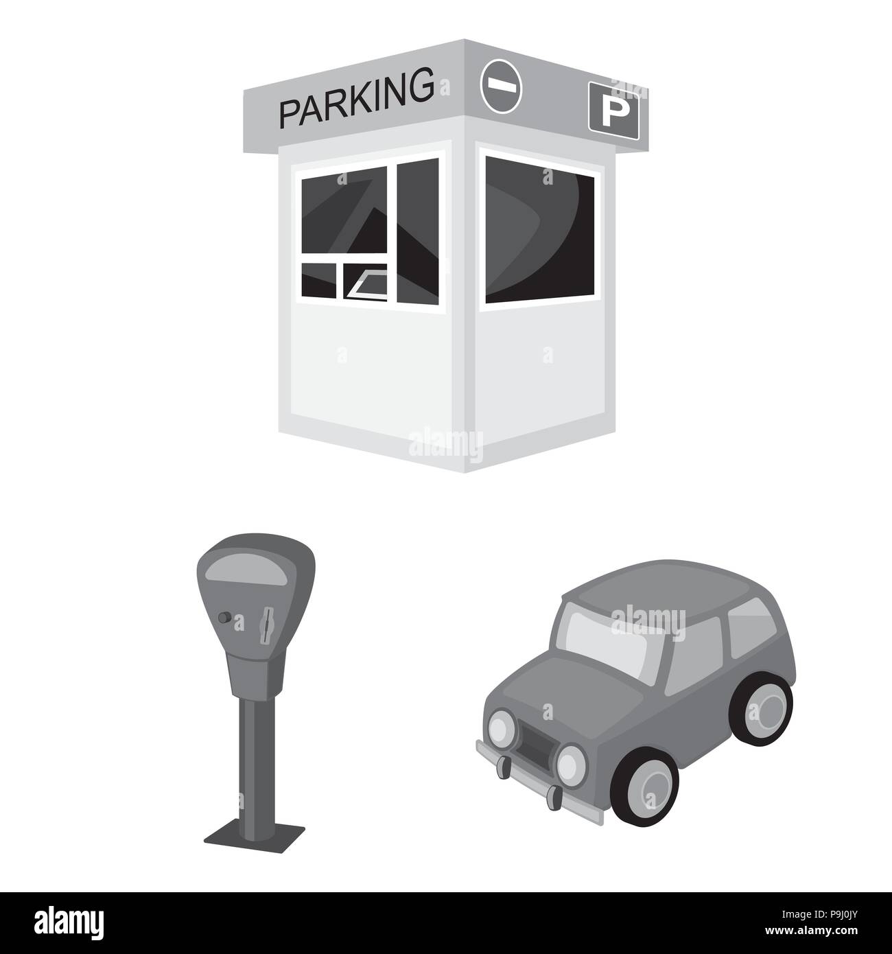 Parking for cars monochrome icons in set collection for design ...