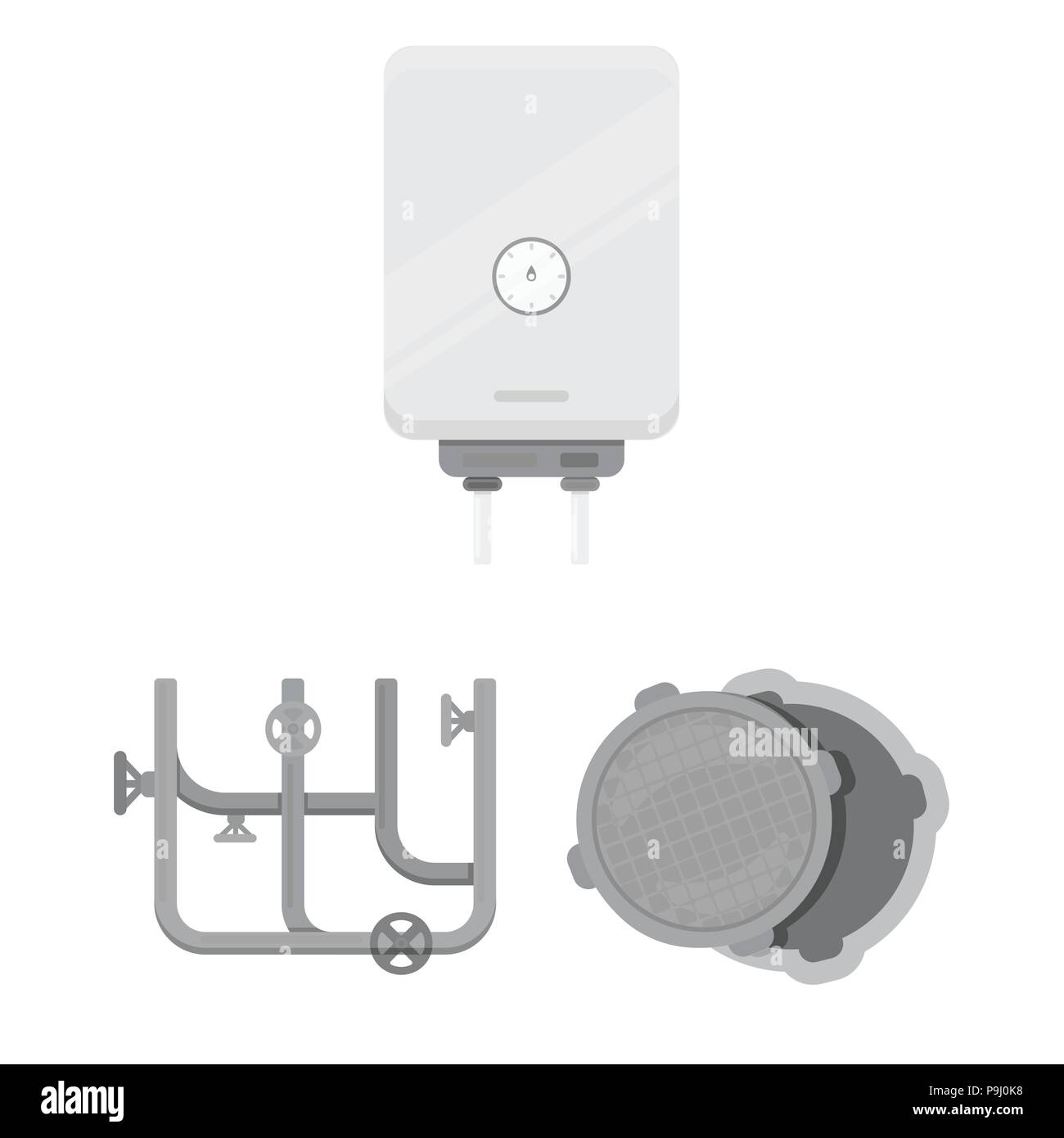 Plumbing, fitting monochrome icons in set collection for design ...