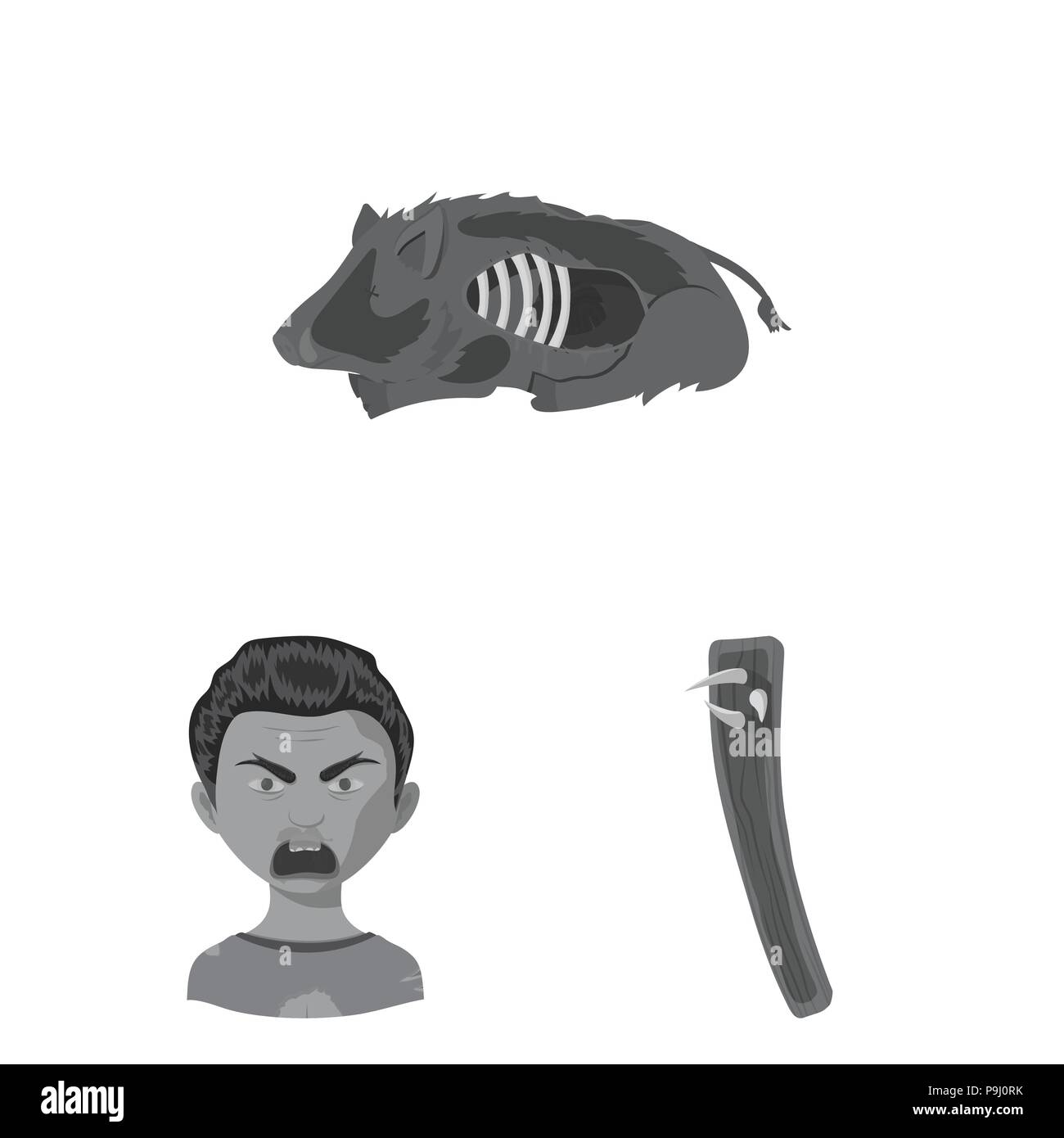 Zombies and Attributes monochrome icons in set collection for design ...