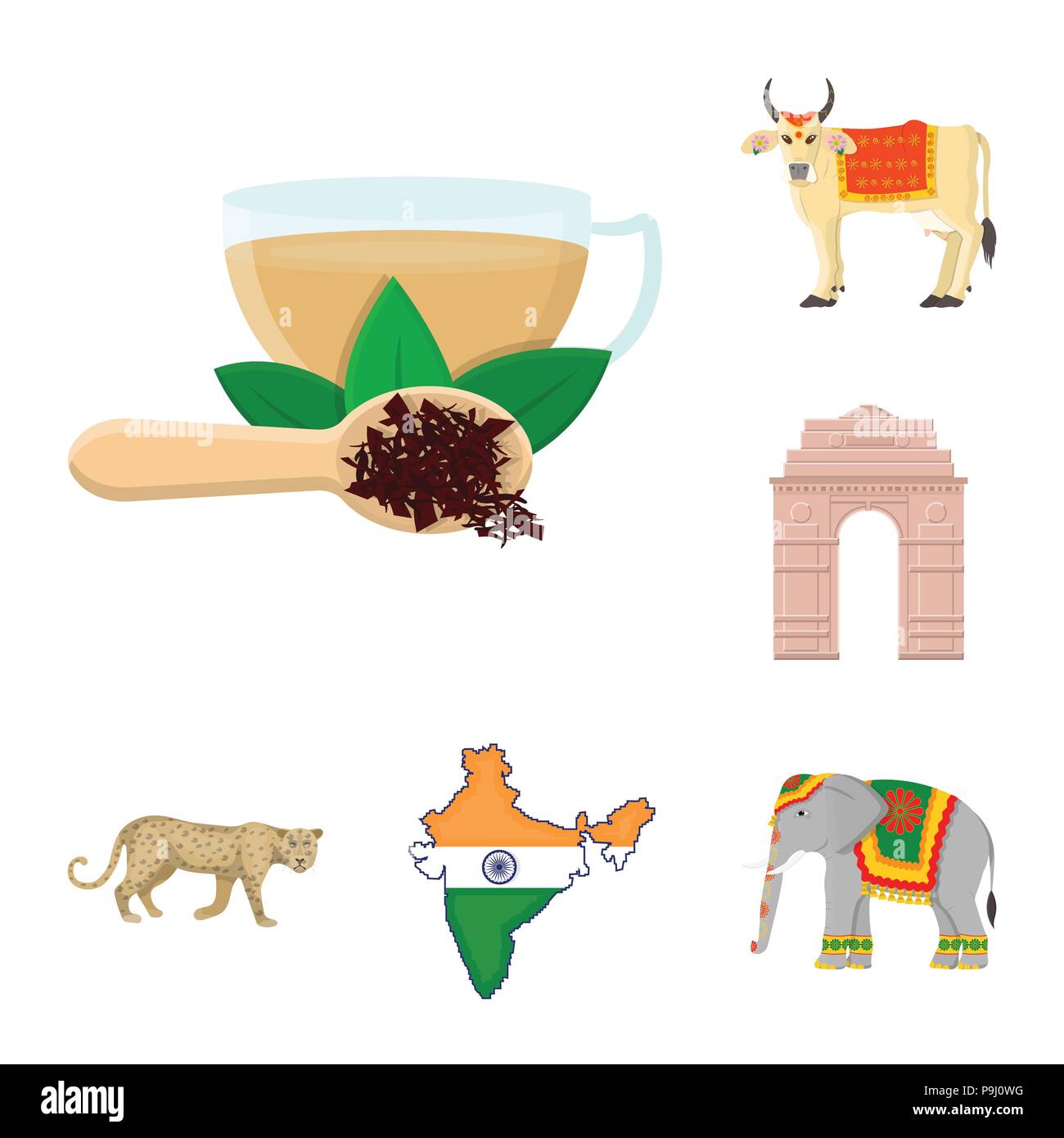 Country India cartoon icons in set collection for design.India and ...