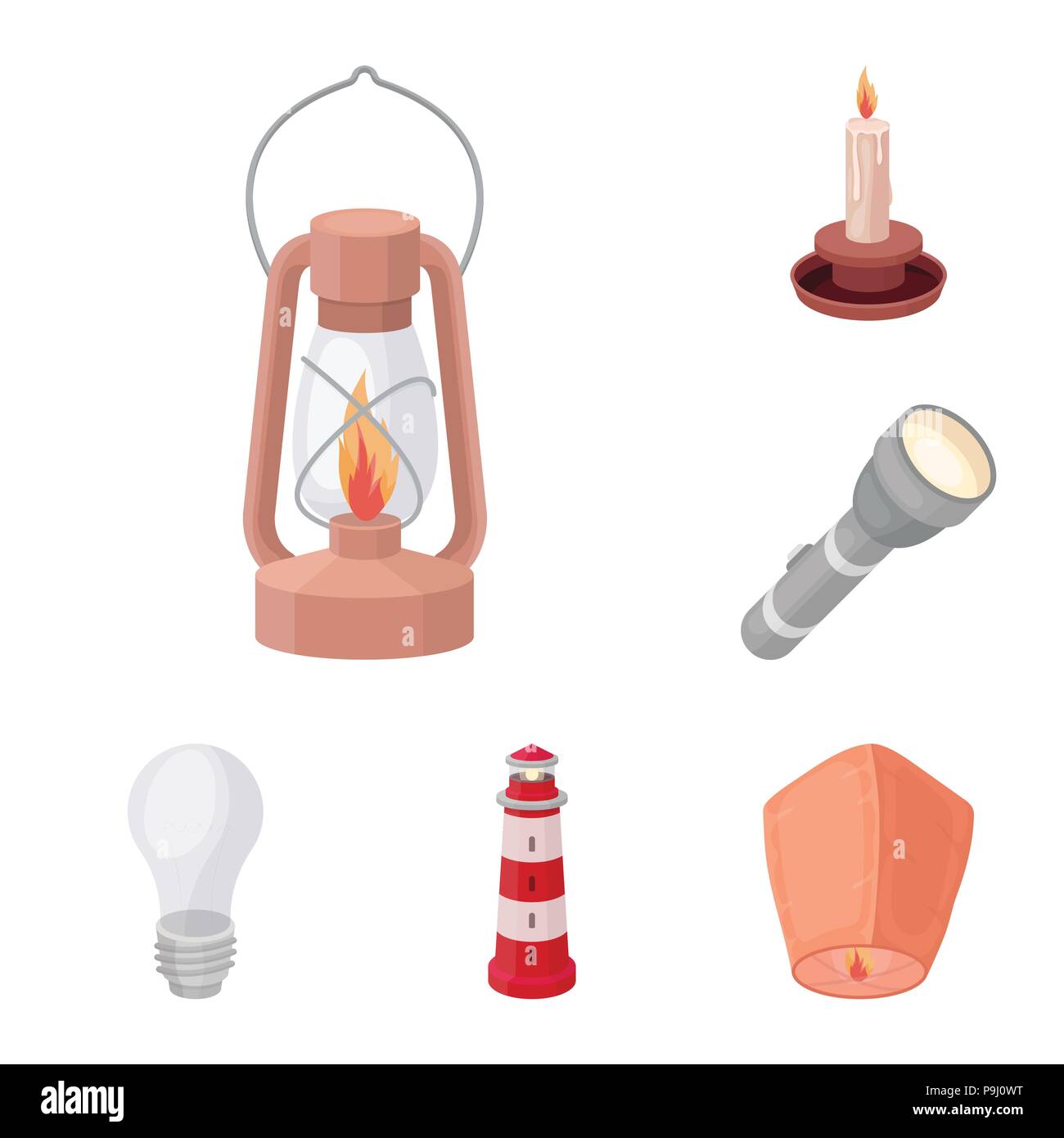 Light source cartoon icons in set collection for design. Light and ...