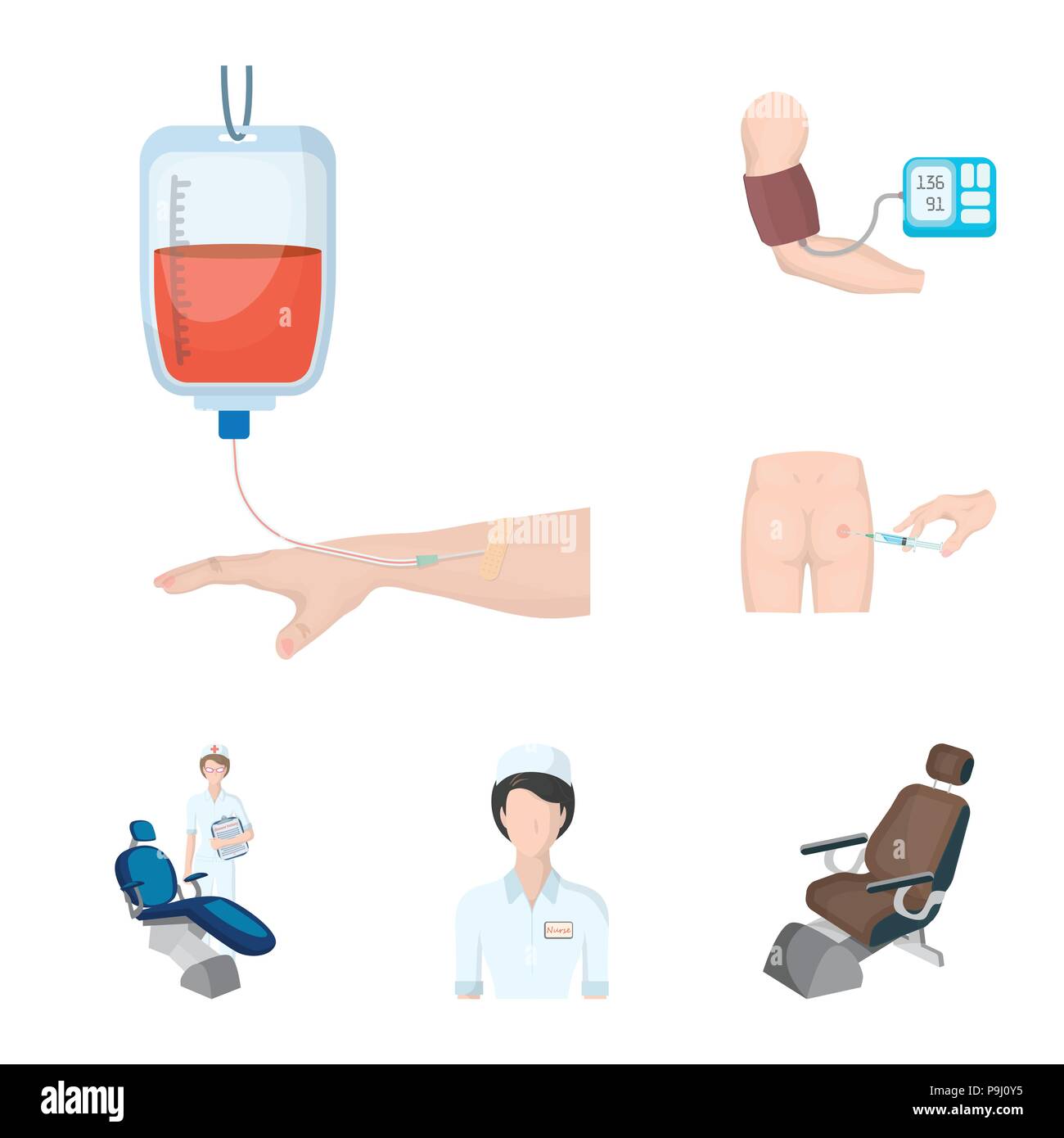 Medicine and treatment cartoon icons in set collection for design ...