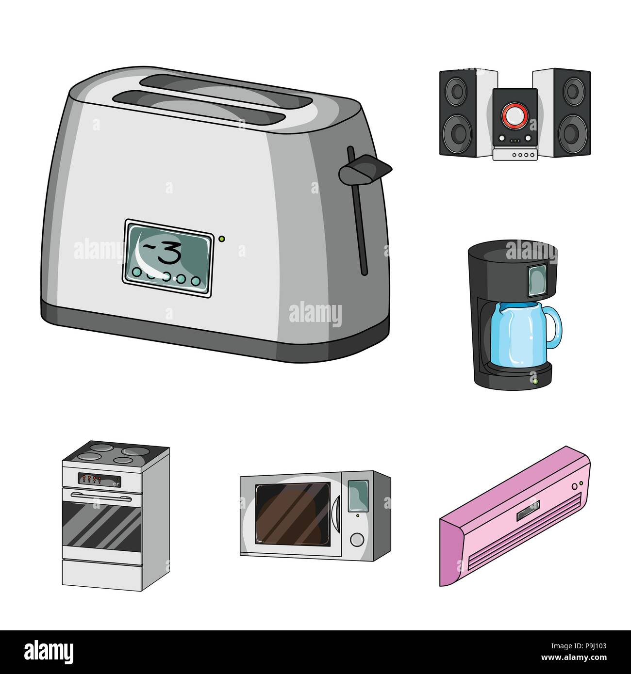Smart home appliances cartoon icons in set collection for design ...