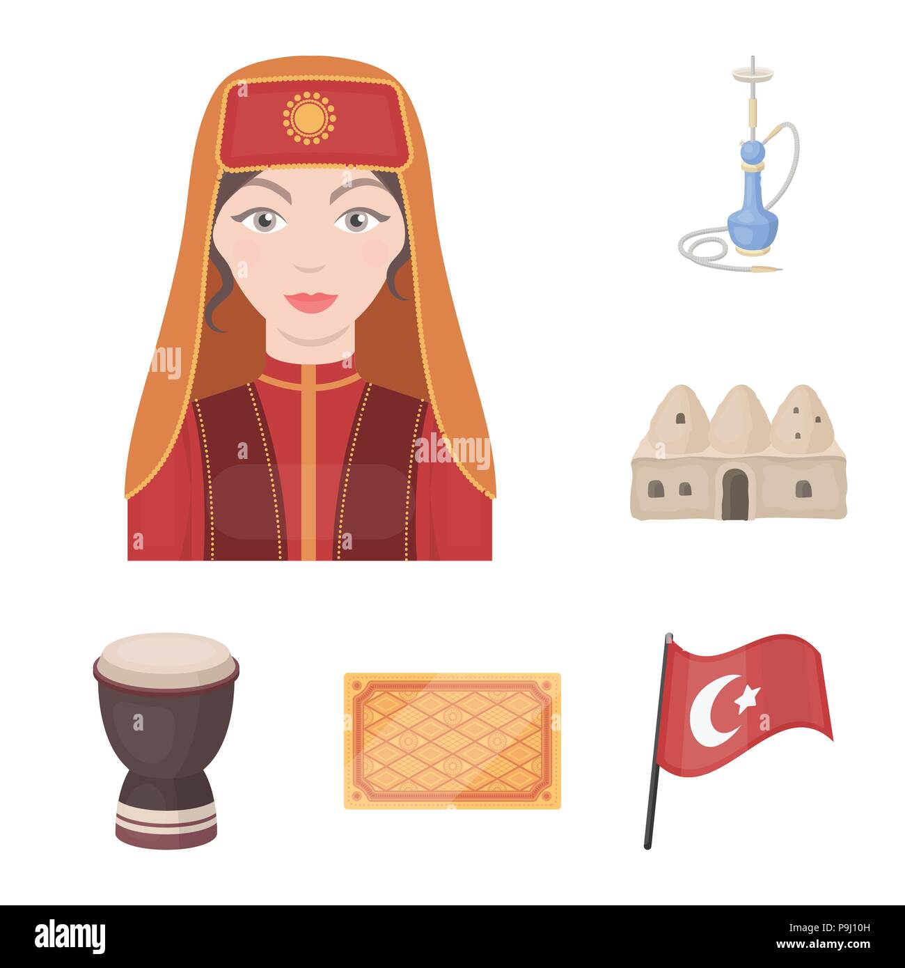 Turkey country cartoon icons in set collection for design.Travel and ...