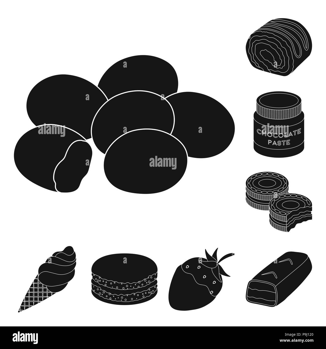 Chocolate Dessert black icons in set collection for design. Chocolate ...