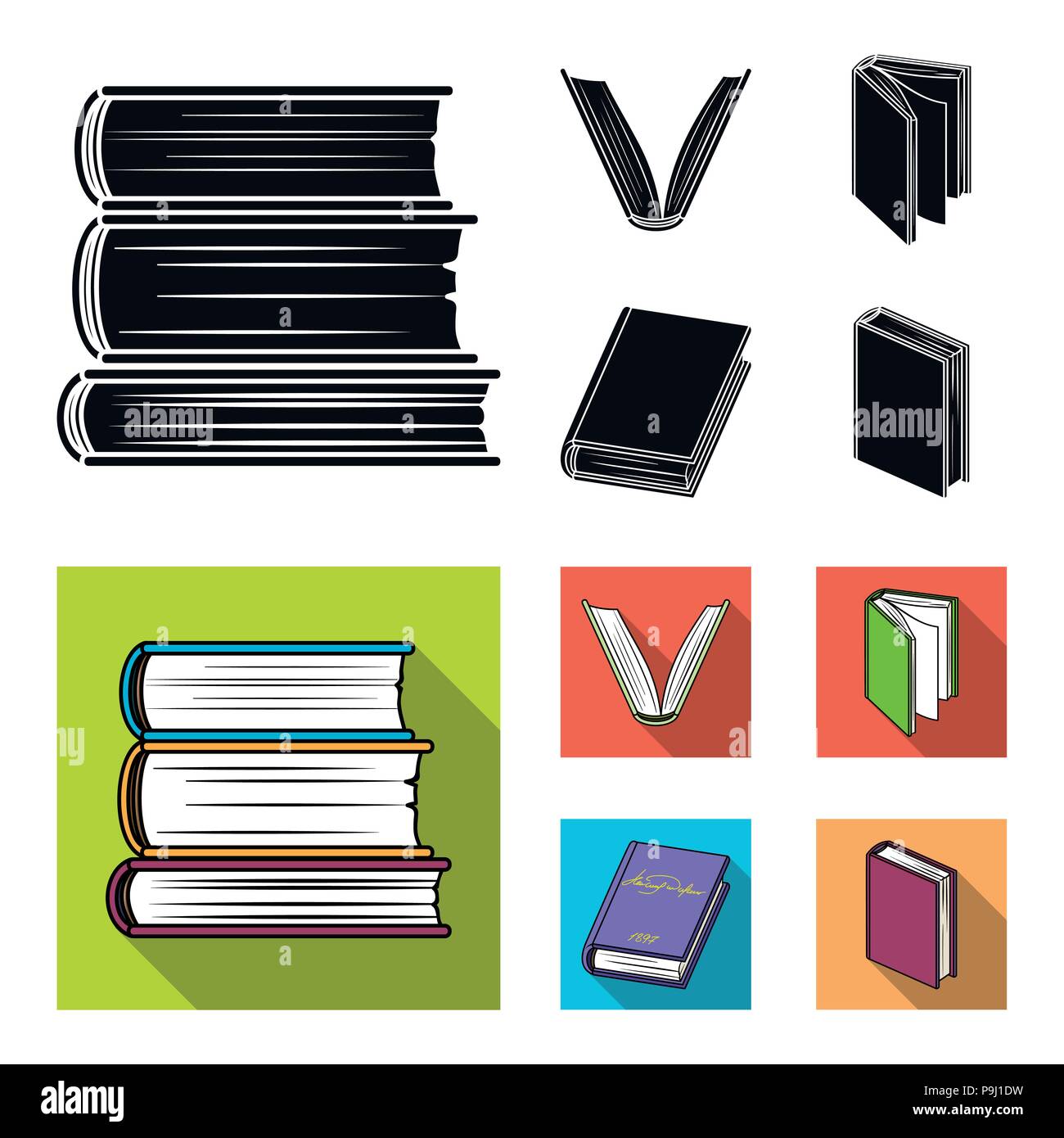 Various kinds of books. Books set collection icons in black, flat style ...
