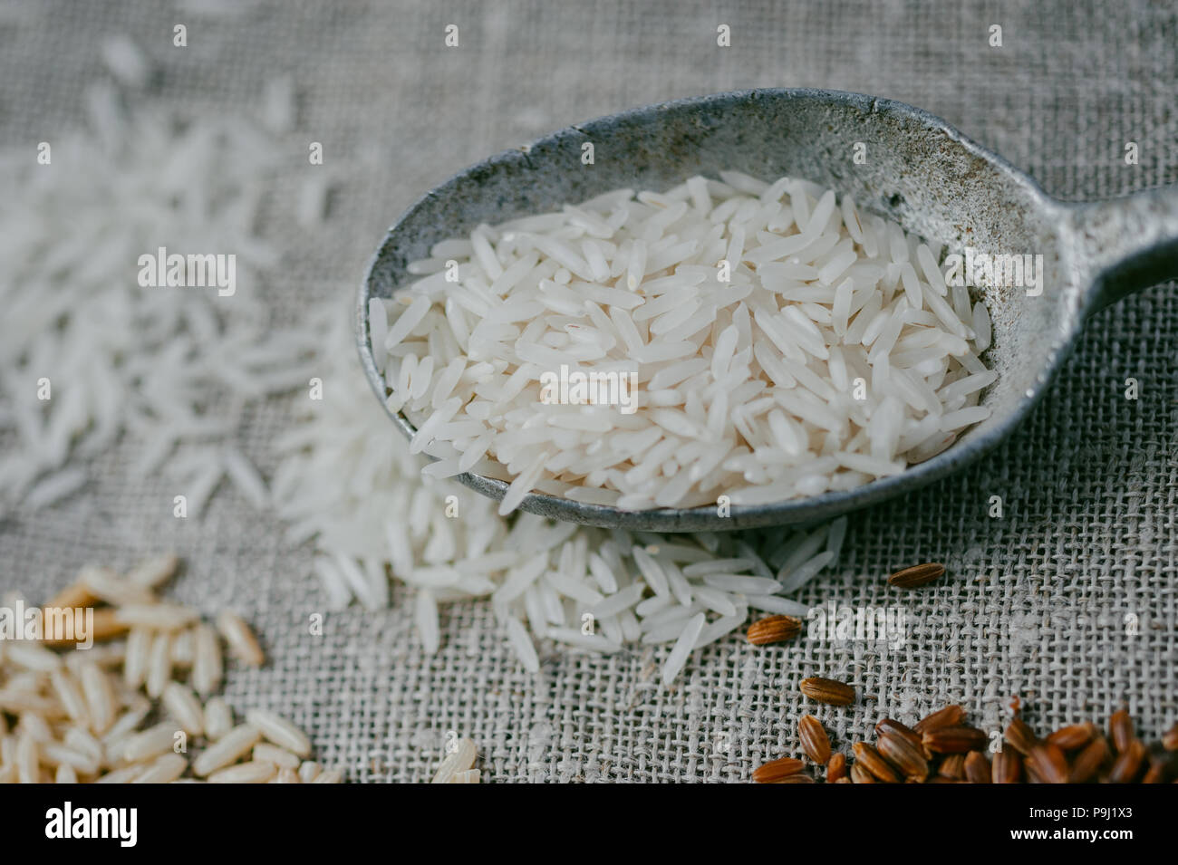 White rice in silver hi-res stock photography and images - Alamy