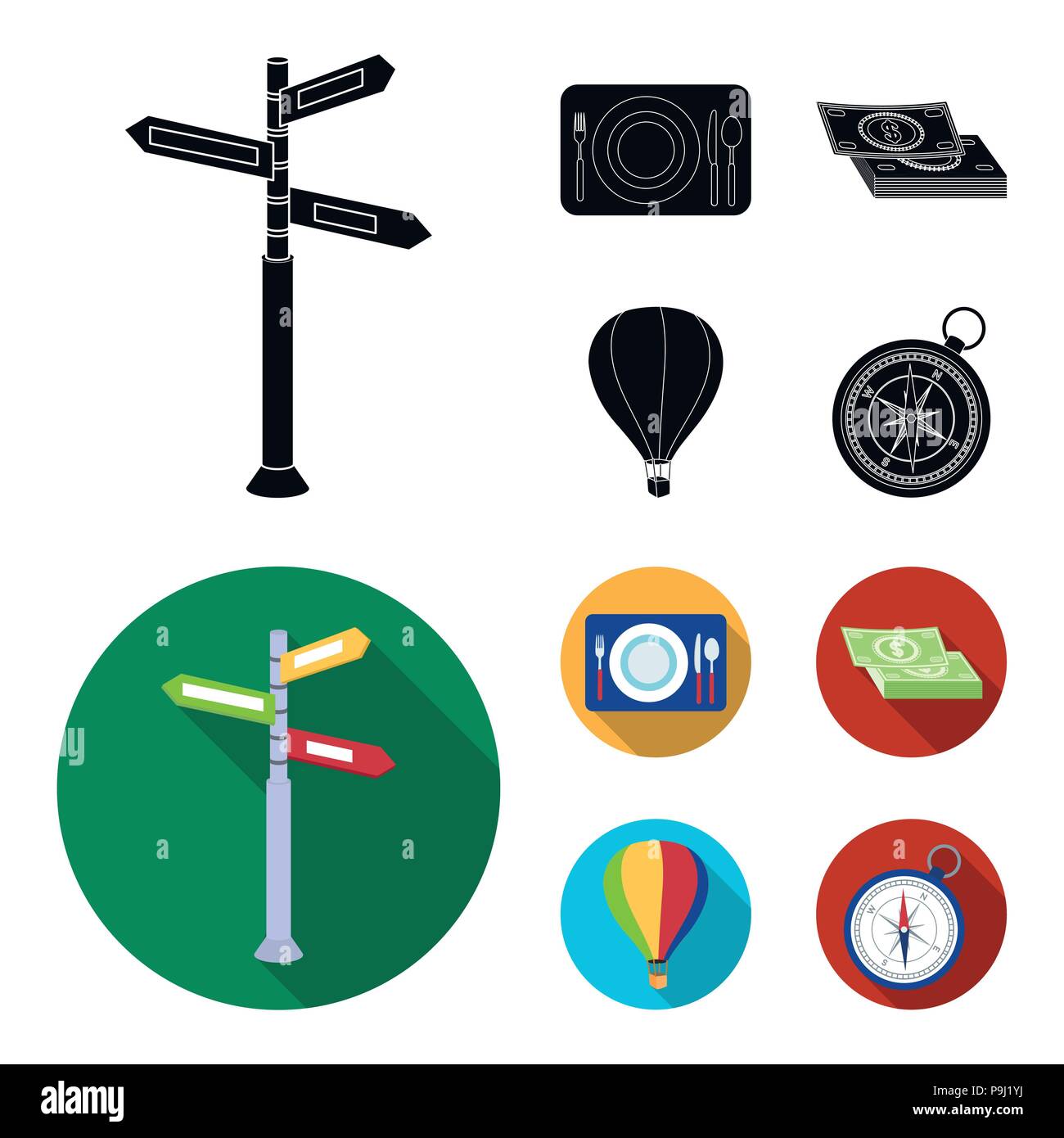 Vacation, travel, pointer, way, navigation .Rest and travel set ...