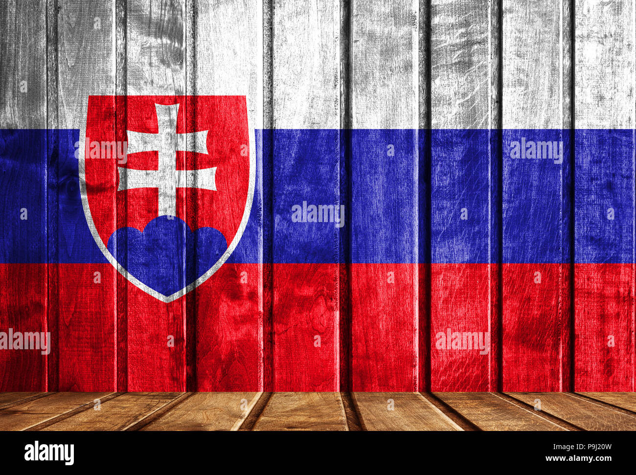 Wooden background with a flag of Slovakia Stock Photo - Alamy