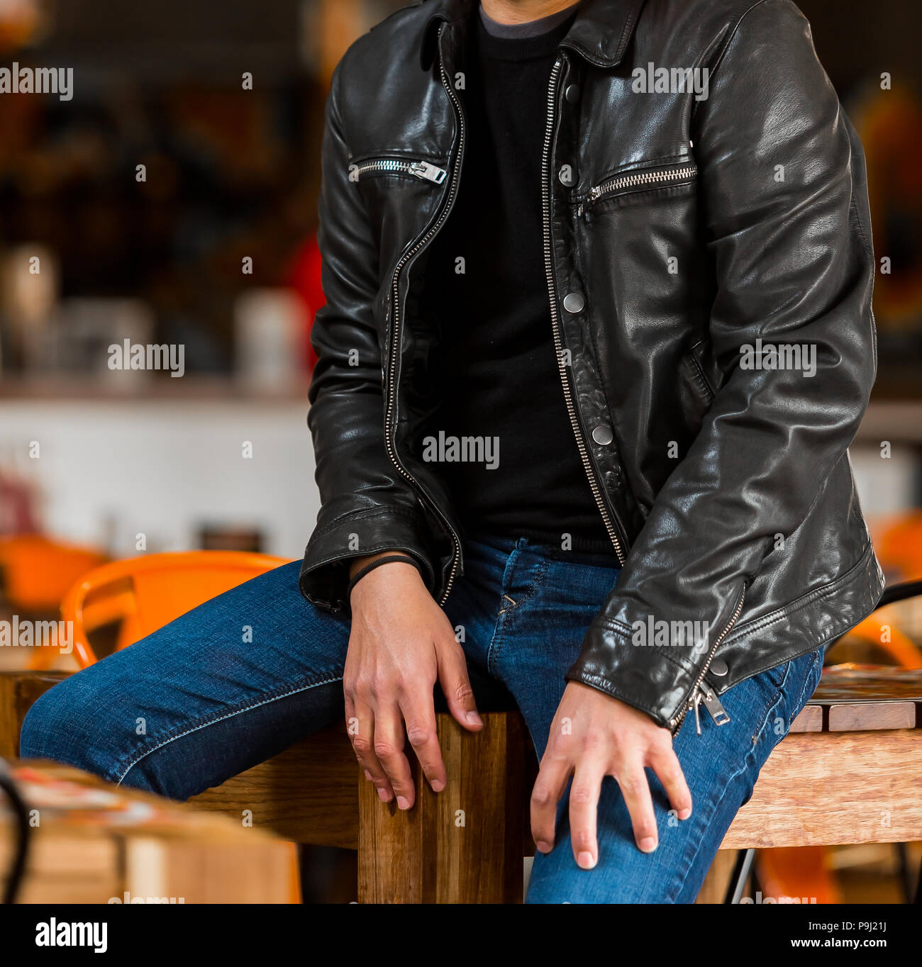 Cropped leather jacket hi-res stock photography and images - Alamy