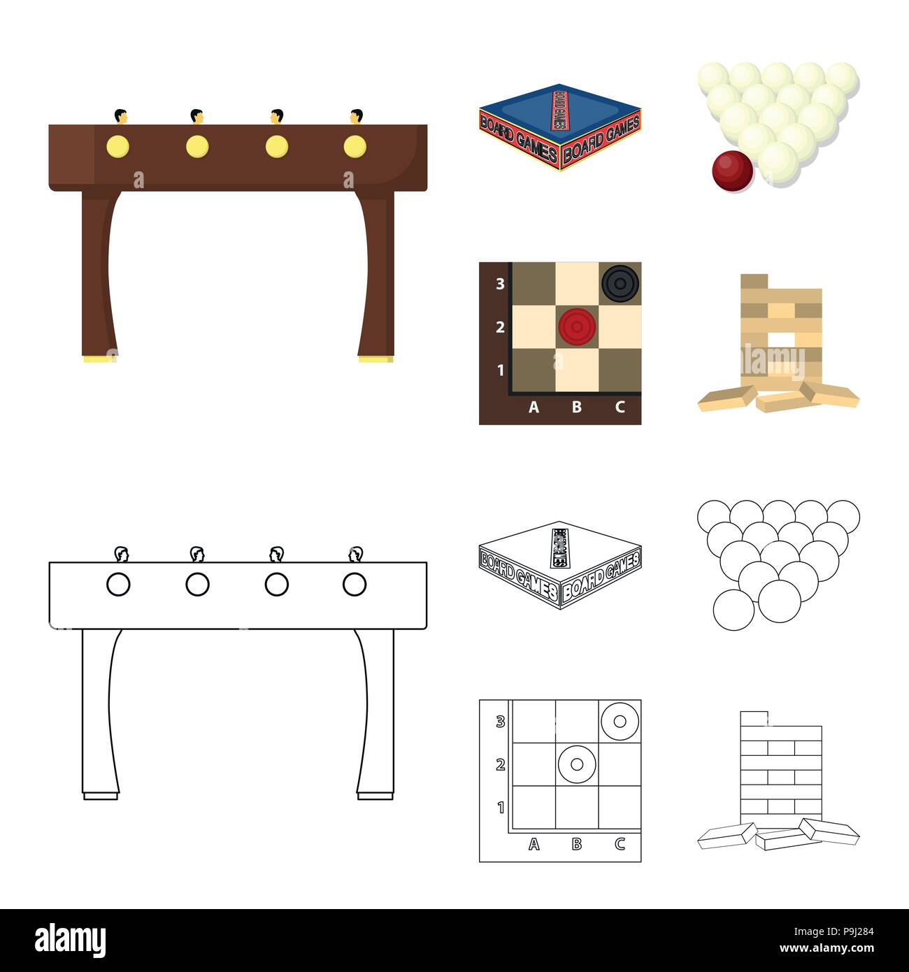 Board game cartoon,outline icons in set collection for design. Game and ...