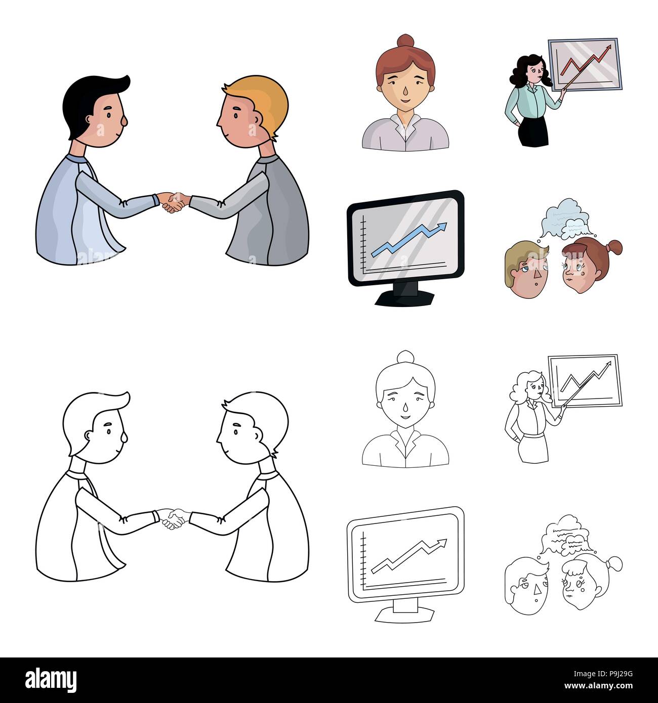 Businesswoman, growth charts, brainstorming.Business-conference and ...