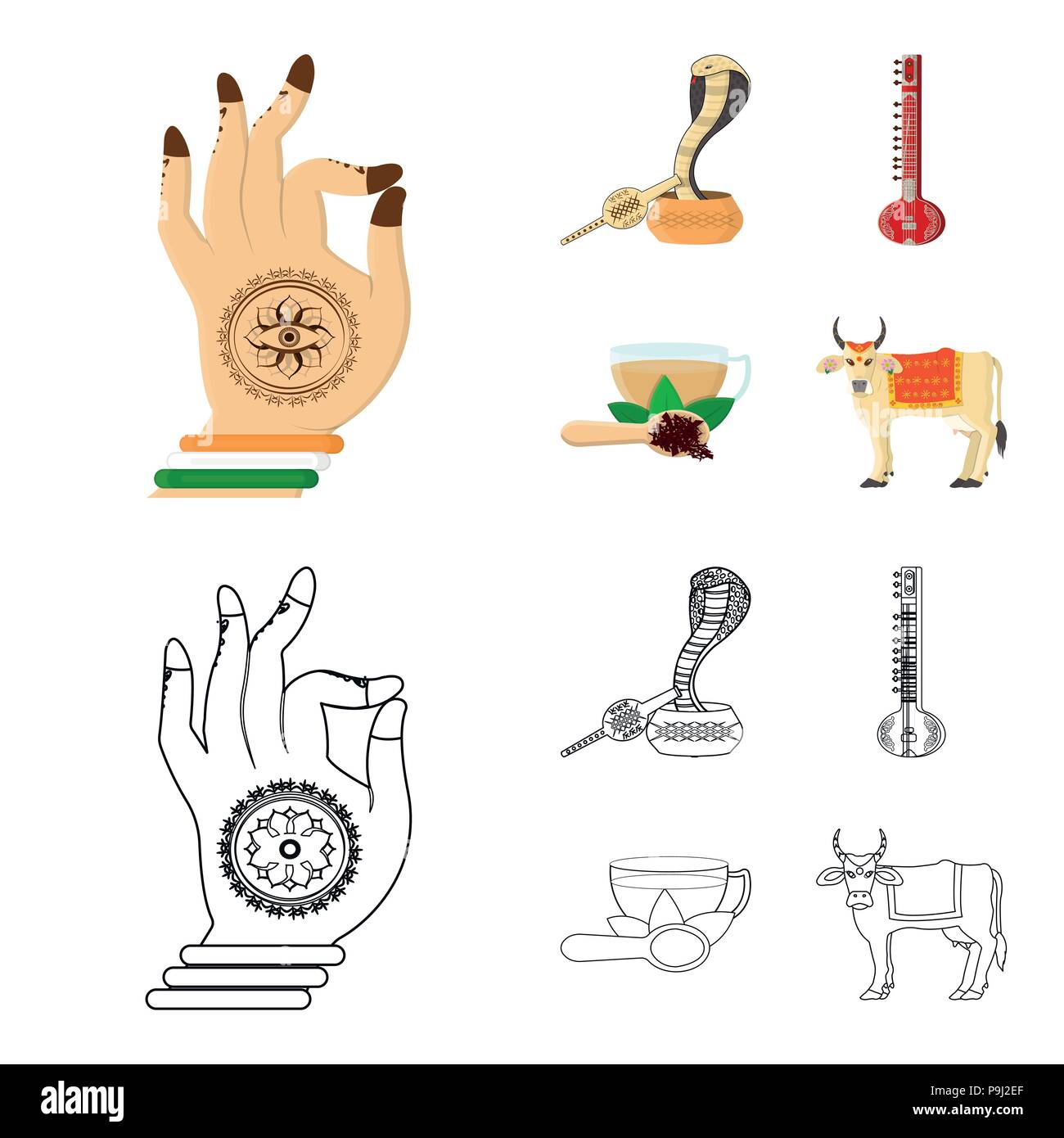 Country India cartoon,outline icons in set collection for design.India ...